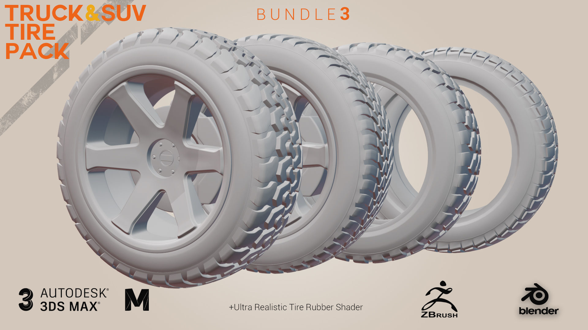 3D model TRUCK - SUV Tire Pack Bundle 3 VR / AR / low-poly | CGTrader