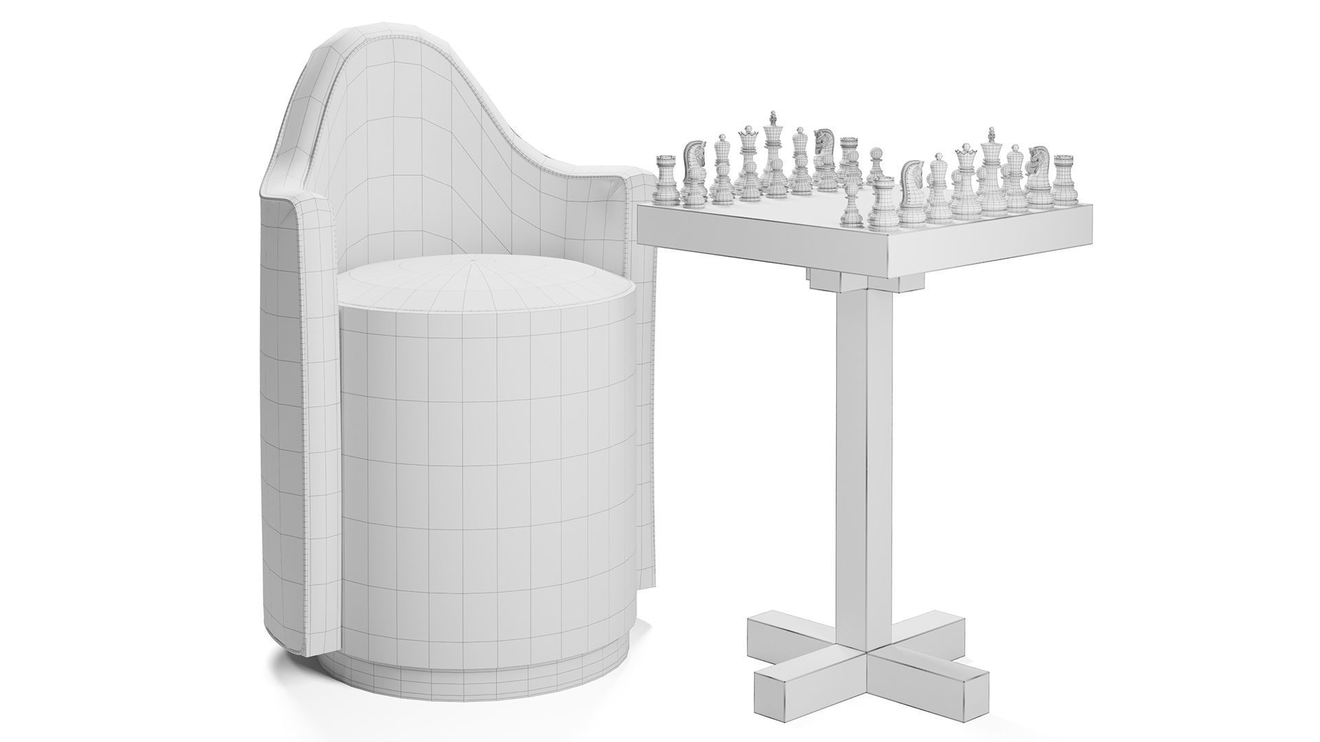 Chess Chair - Table Set 3D model | CGTrader