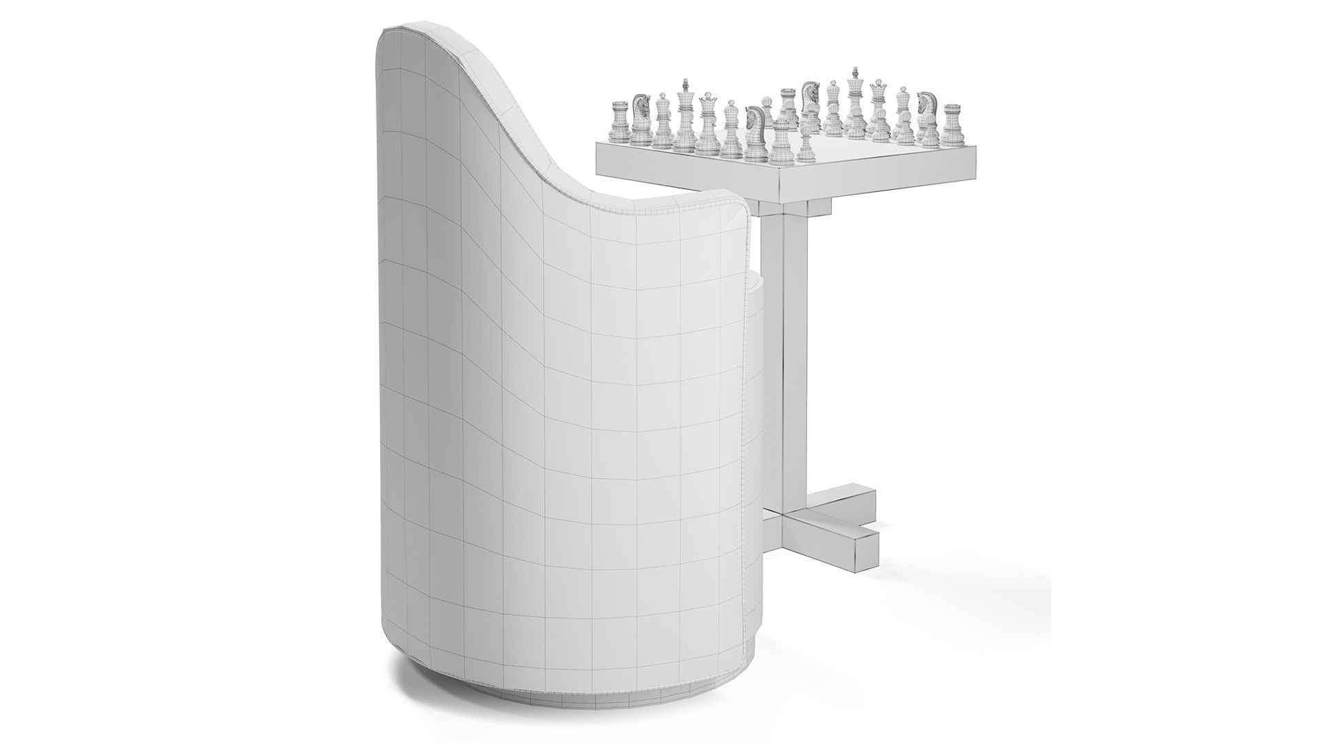 Chess Chair - Table Set 3D model | CGTrader