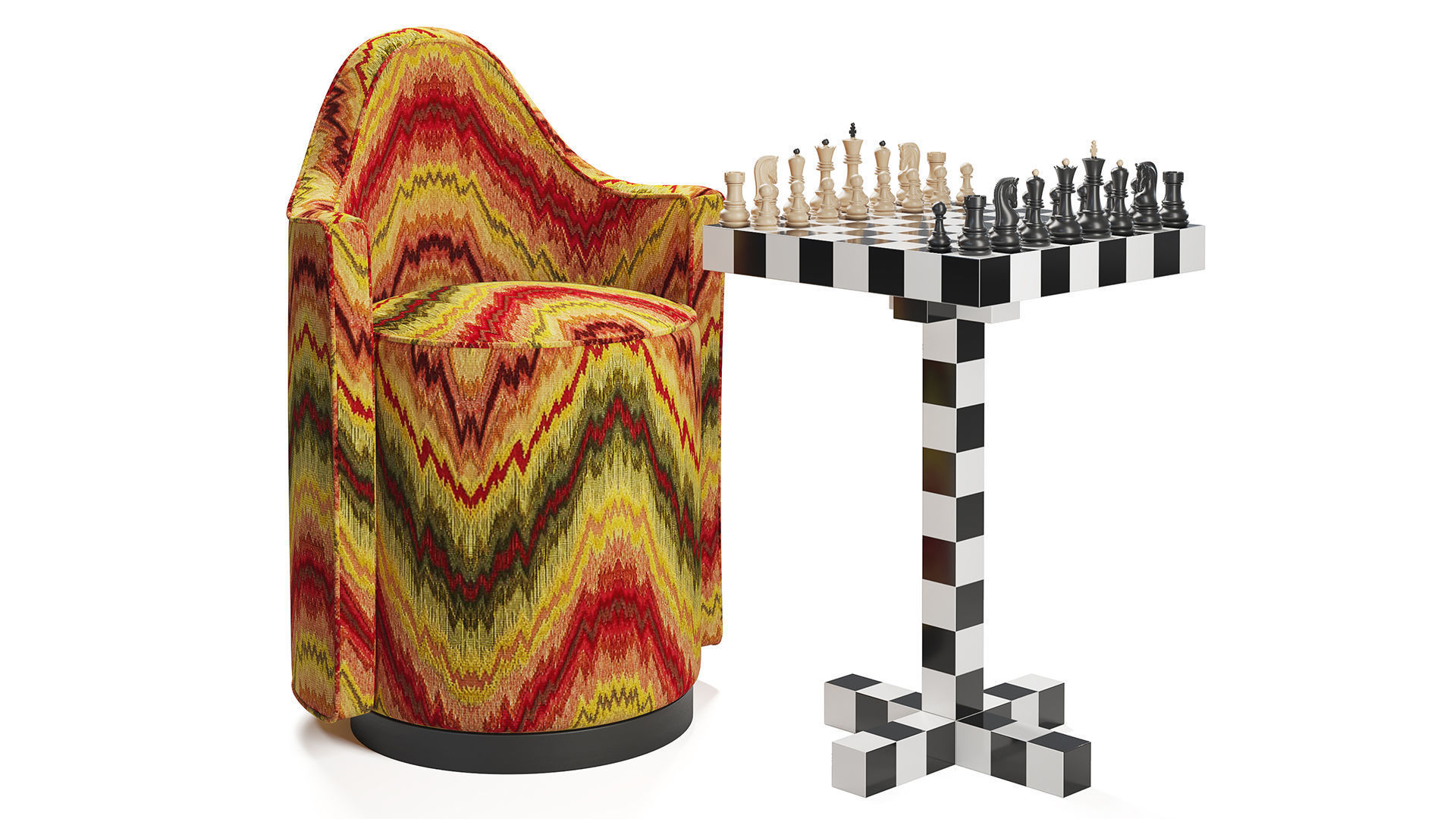 Chess Chair - Table Set 3D model | CGTrader