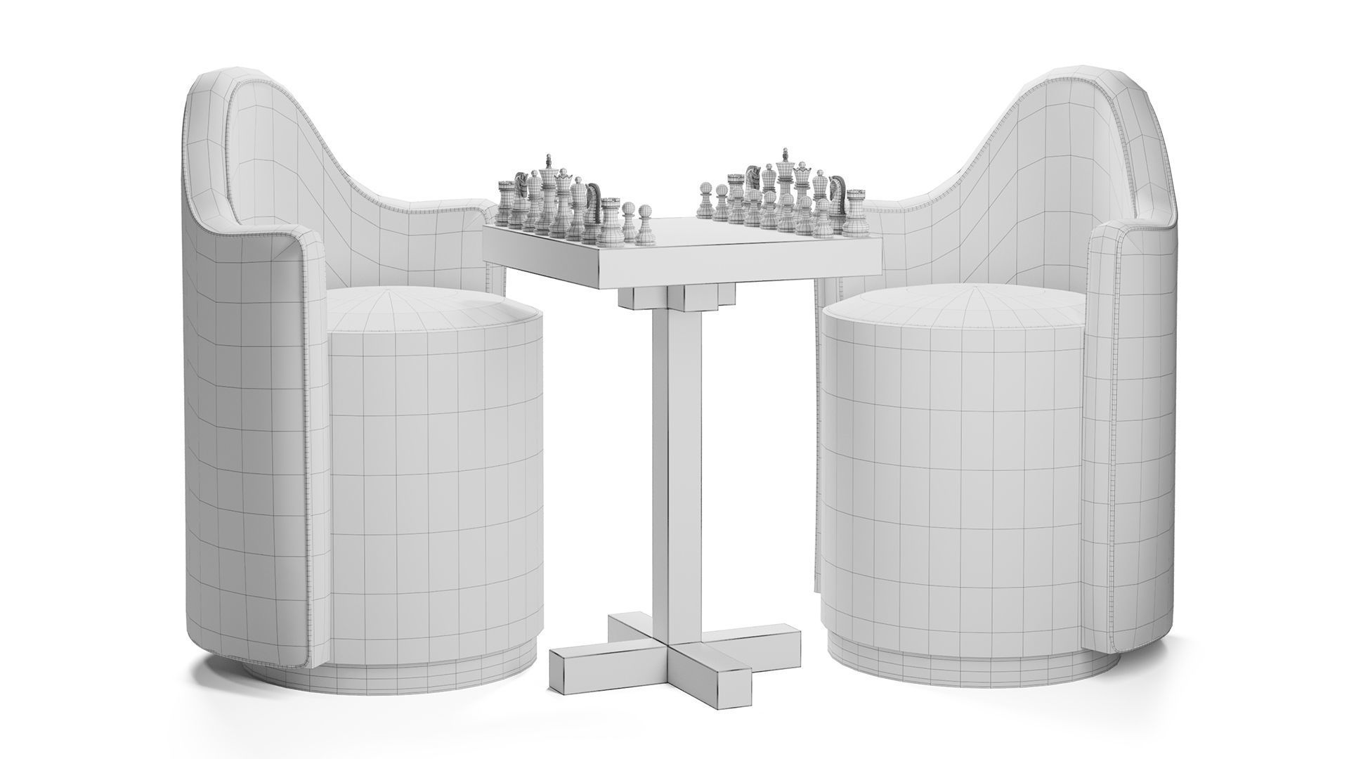 Chess Chair - Table Set 3D model | CGTrader