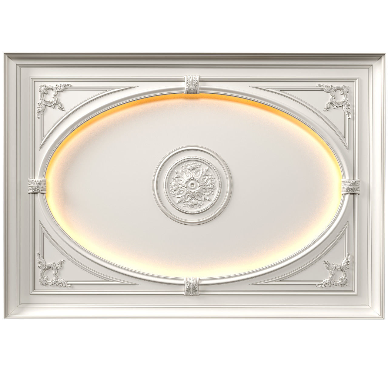 Coffered round ceiling with lighting in a classic style 3D model | CGTrader