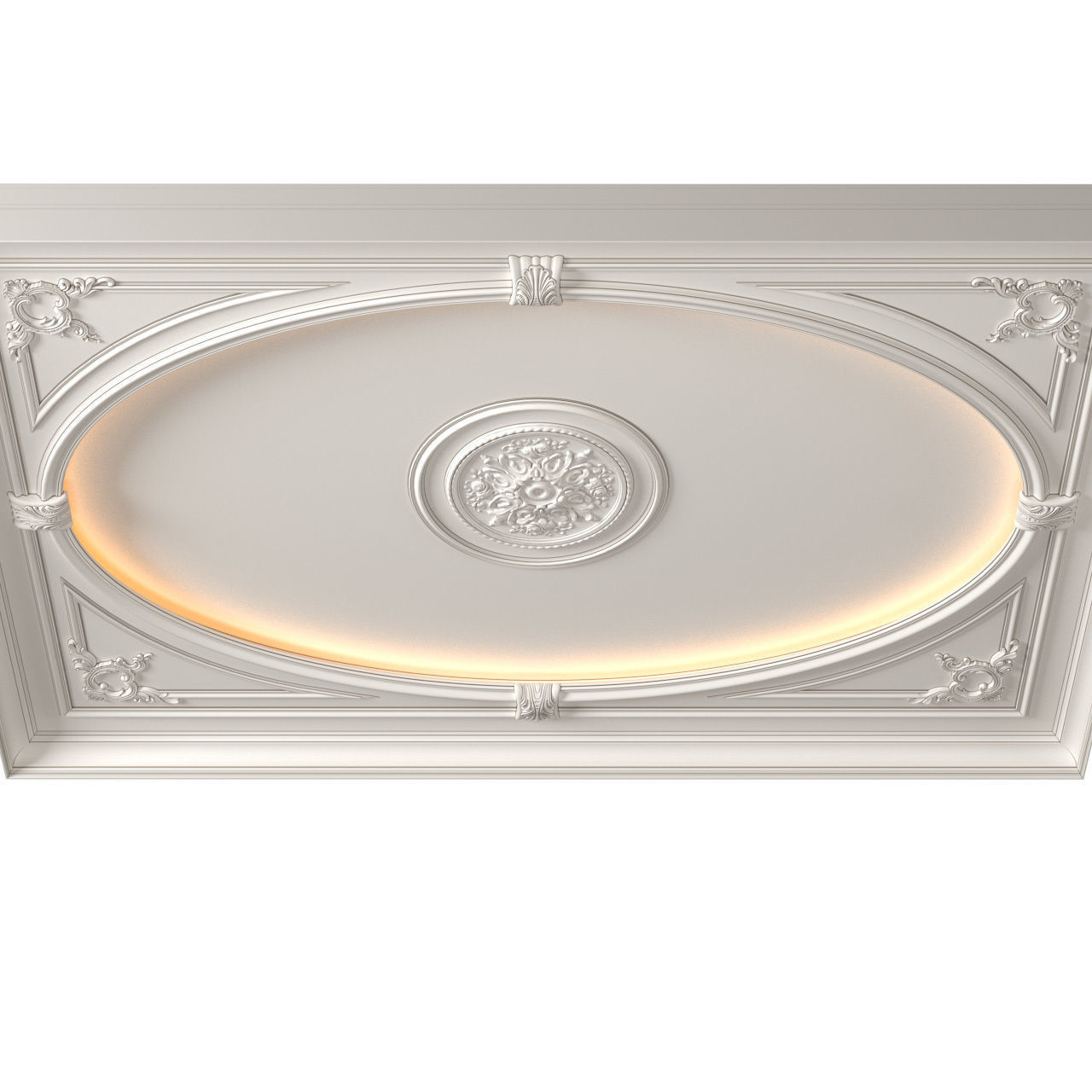 Coffered round ceiling with lighting in a classic style 3D model | CGTrader
