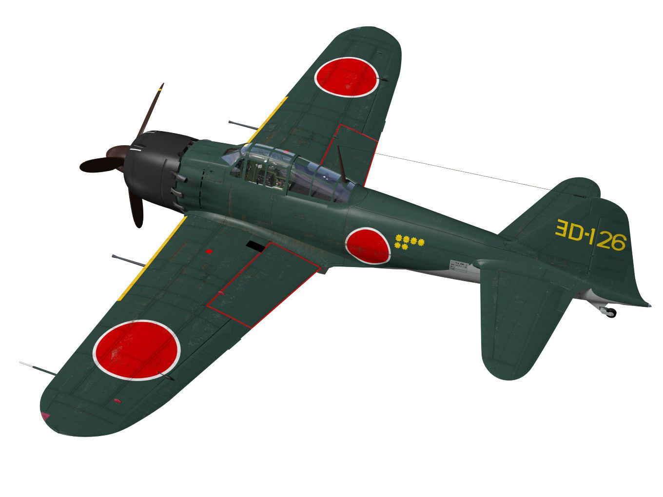 A6M5b Zero fighter Type 52 otsu 3D model | CGTrader