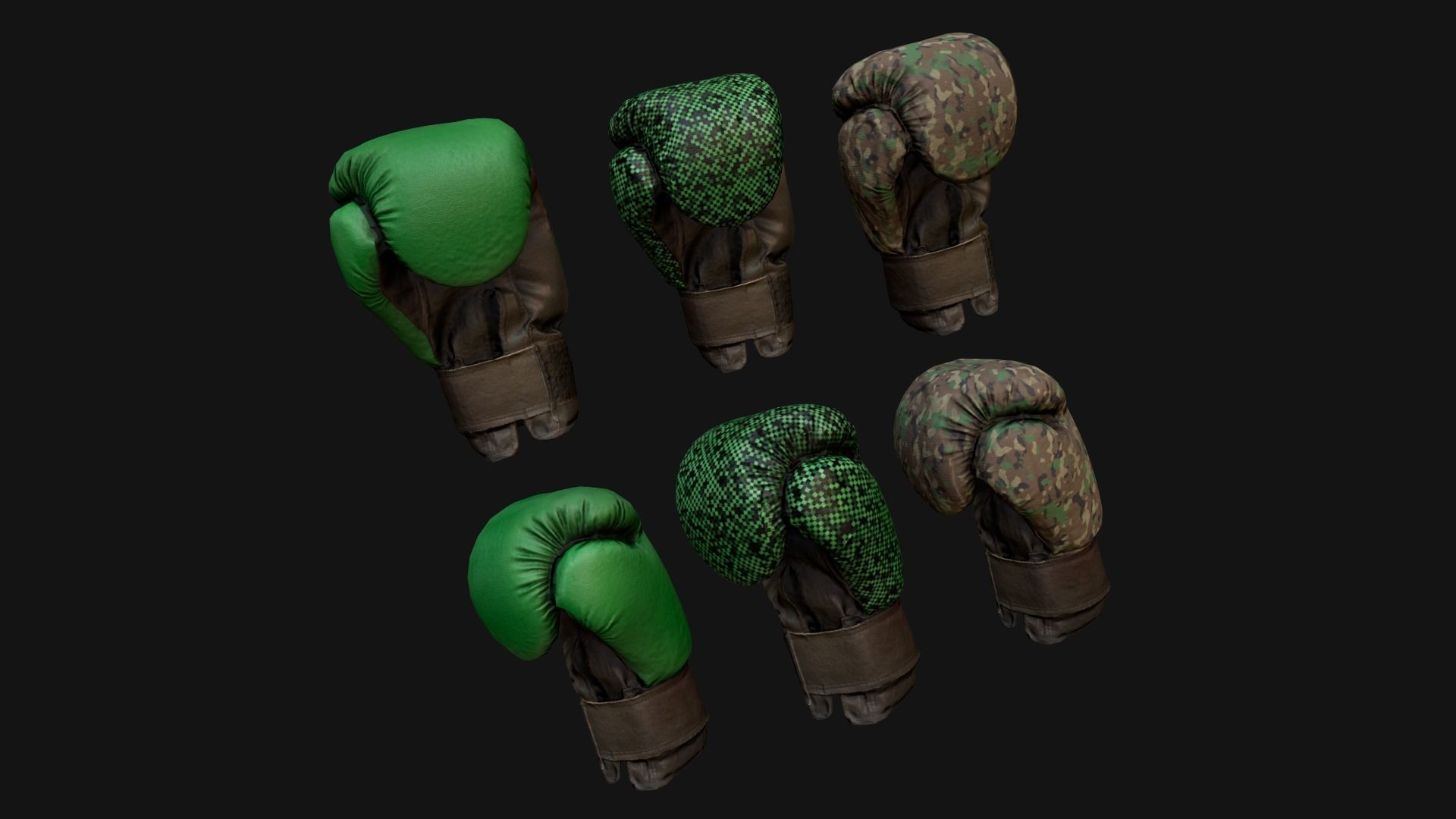 3D model Boxing Gloves Green Military VR / AR / low-poly | CGTrader