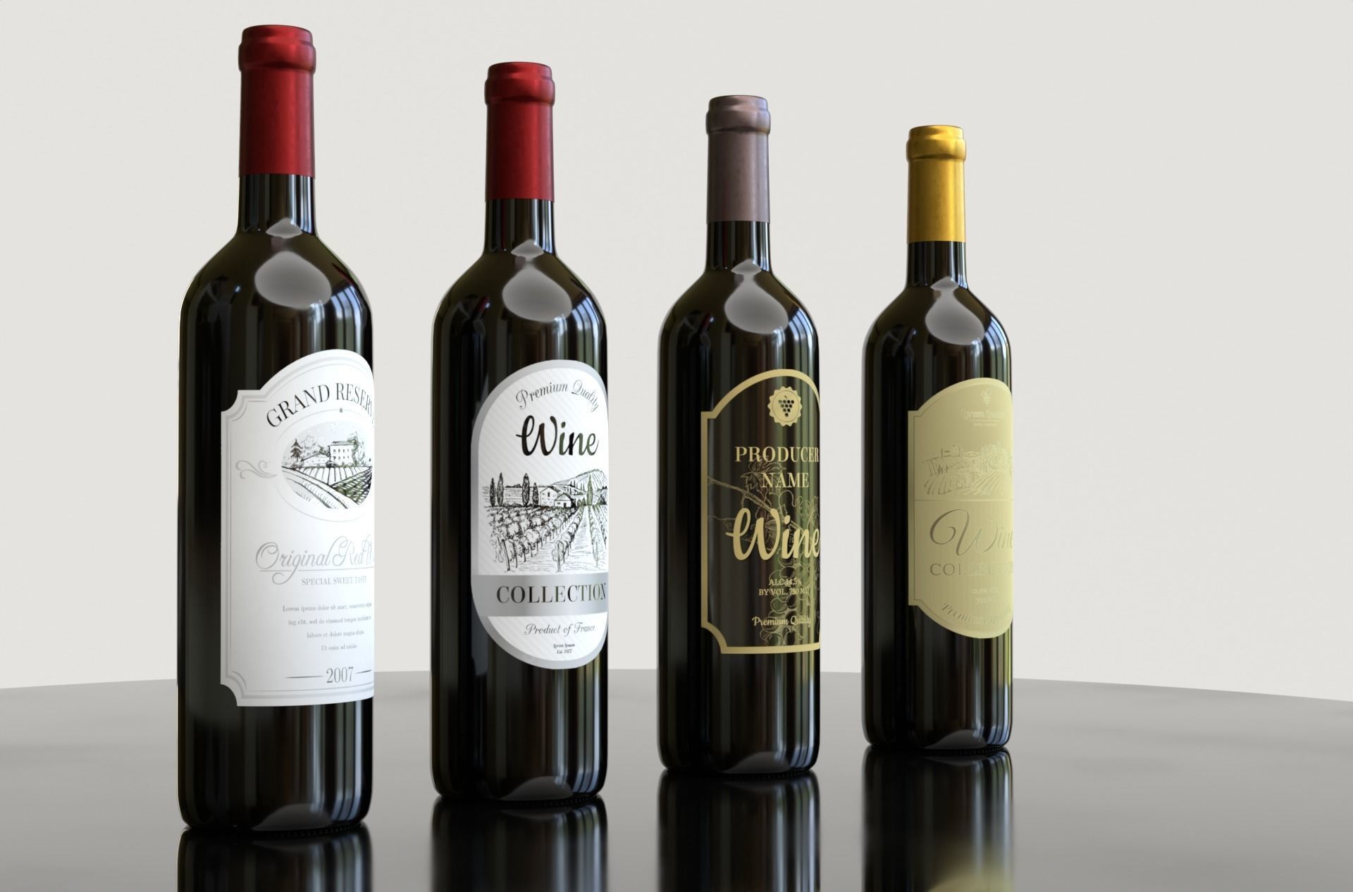 Collection of wine 3D model | CGTrader