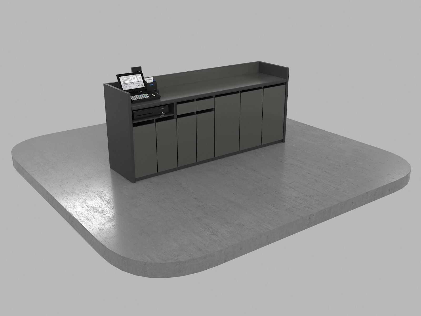 STORE CASHIER COUNTER 3D SCENE free 3D model | CGTrader