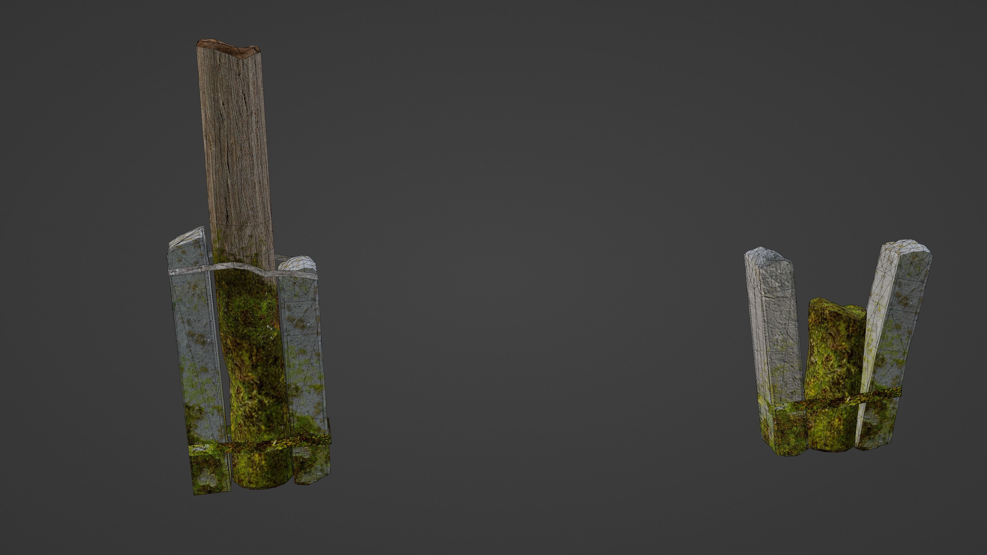 3D model Low-poly PBR Wood Electricity Wires Poles Set VR / AR / low ...