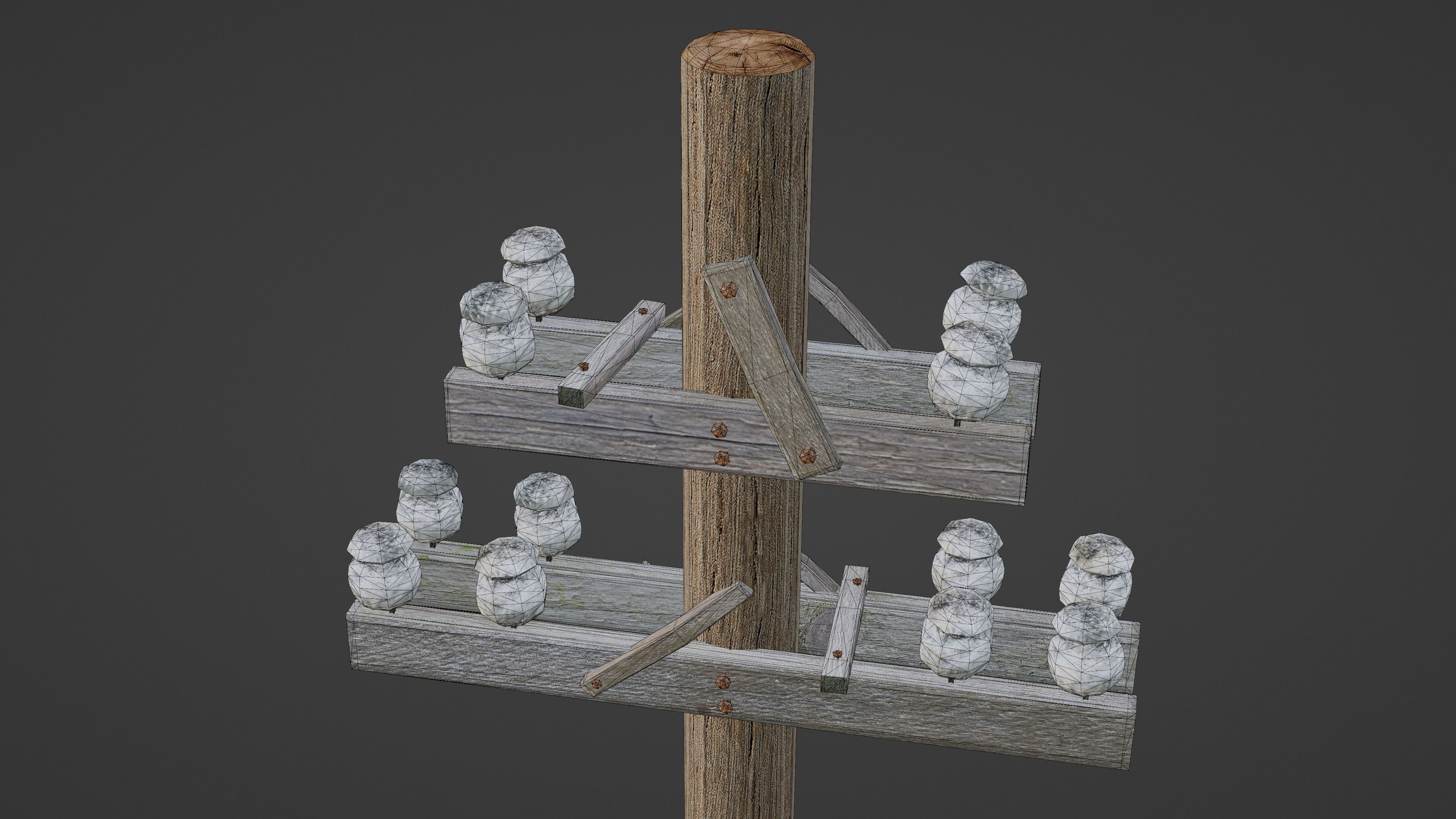 3D model Low-poly PBR Wood Electricity Wires Poles Set VR / AR / low ...