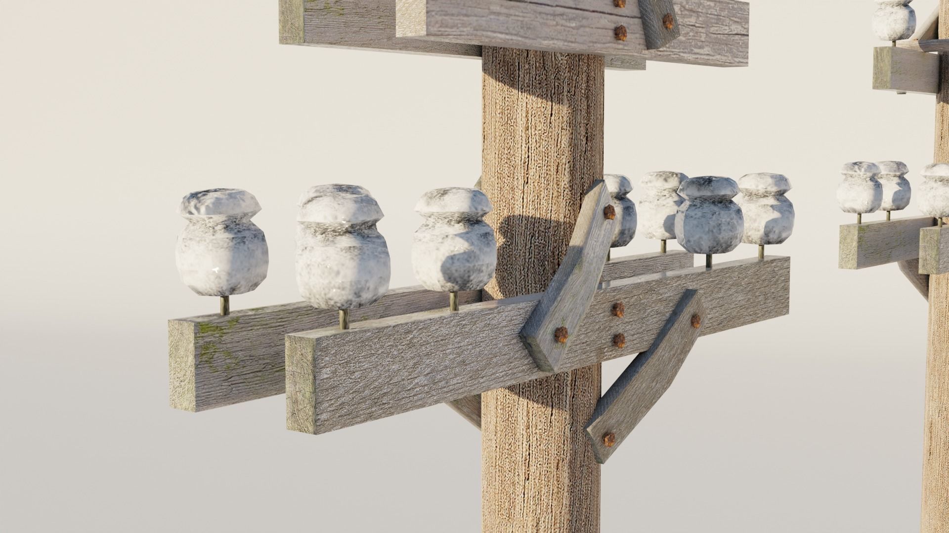 3D model Low-poly PBR Wood Electricity Wires Poles Set VR / AR / low ...