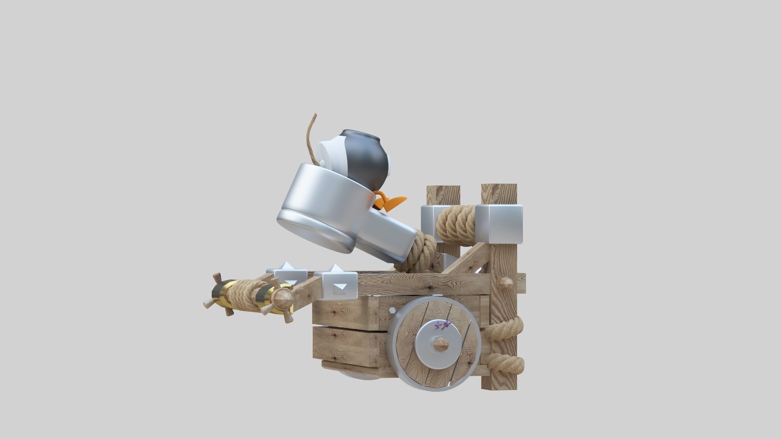 Cartoon Catapult 3D model | CGTrader