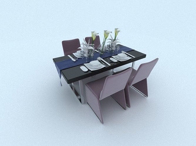 Small table for four 3D model | CGTrader