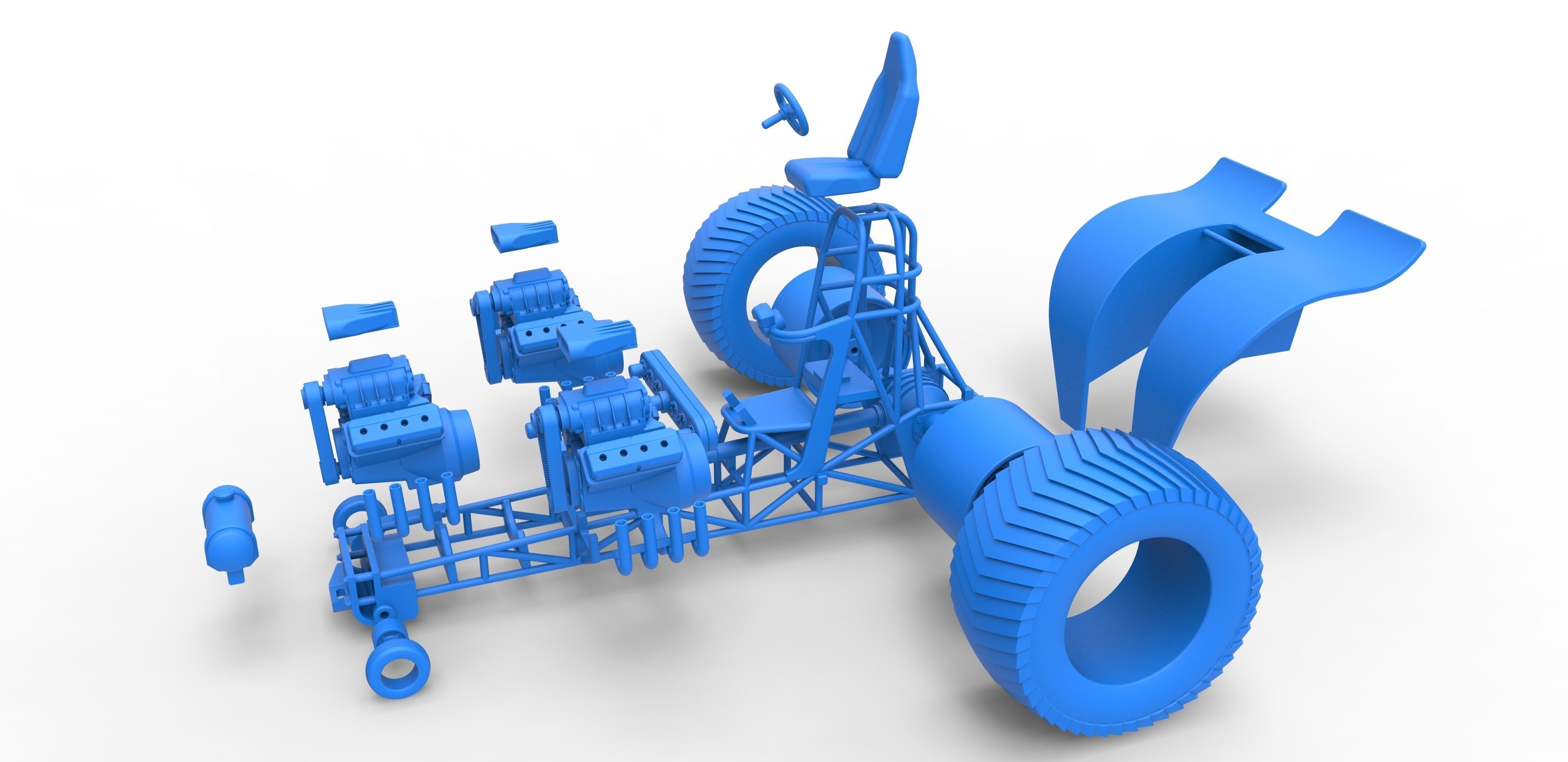Diecast Pulling tractor 3 engines V8 Version 3 Scale 1 to 25 3D model ...