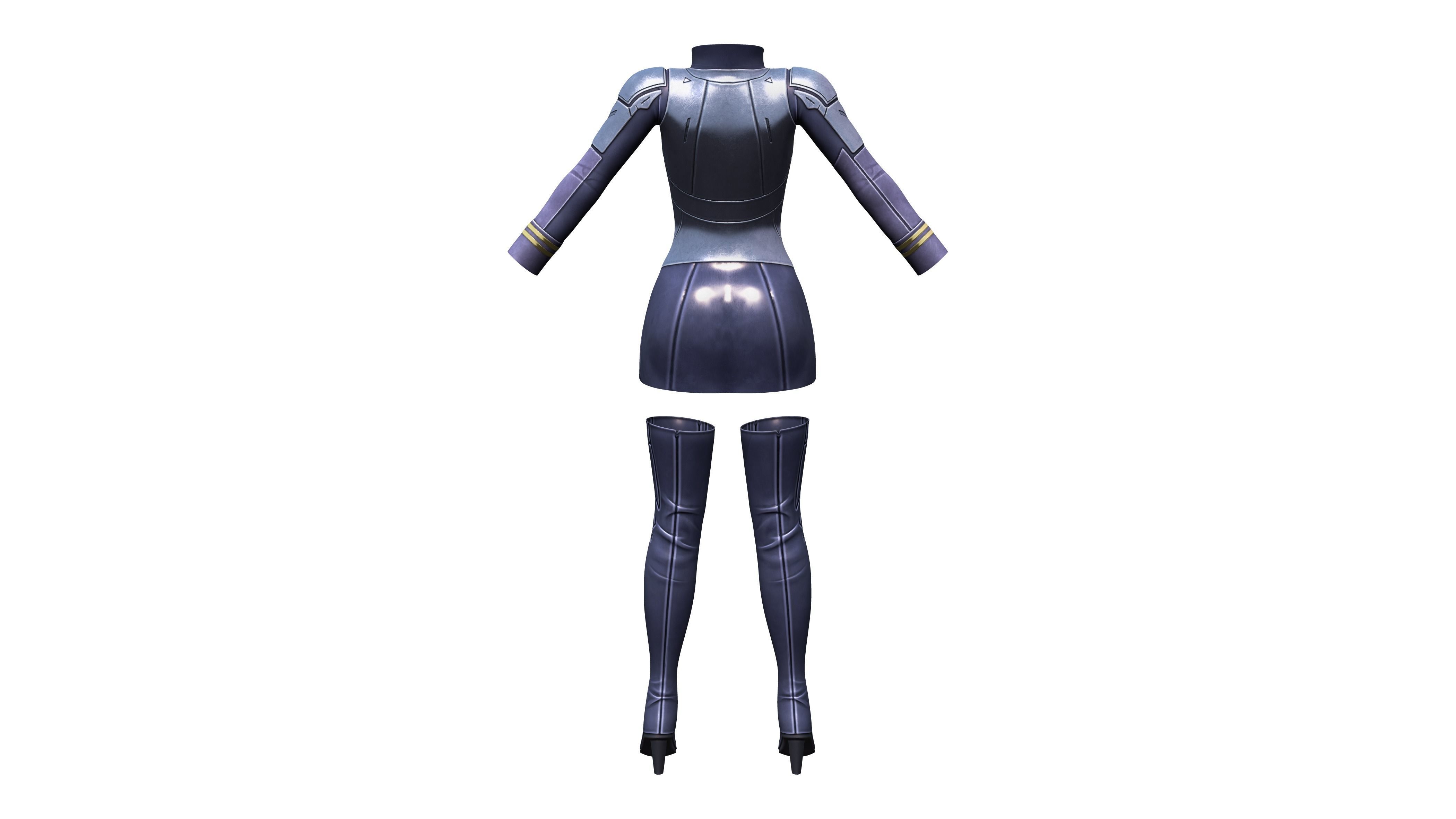 3D model Sci-fi Officer Scientist Secretary Outfit VR / AR / low-poly ...
