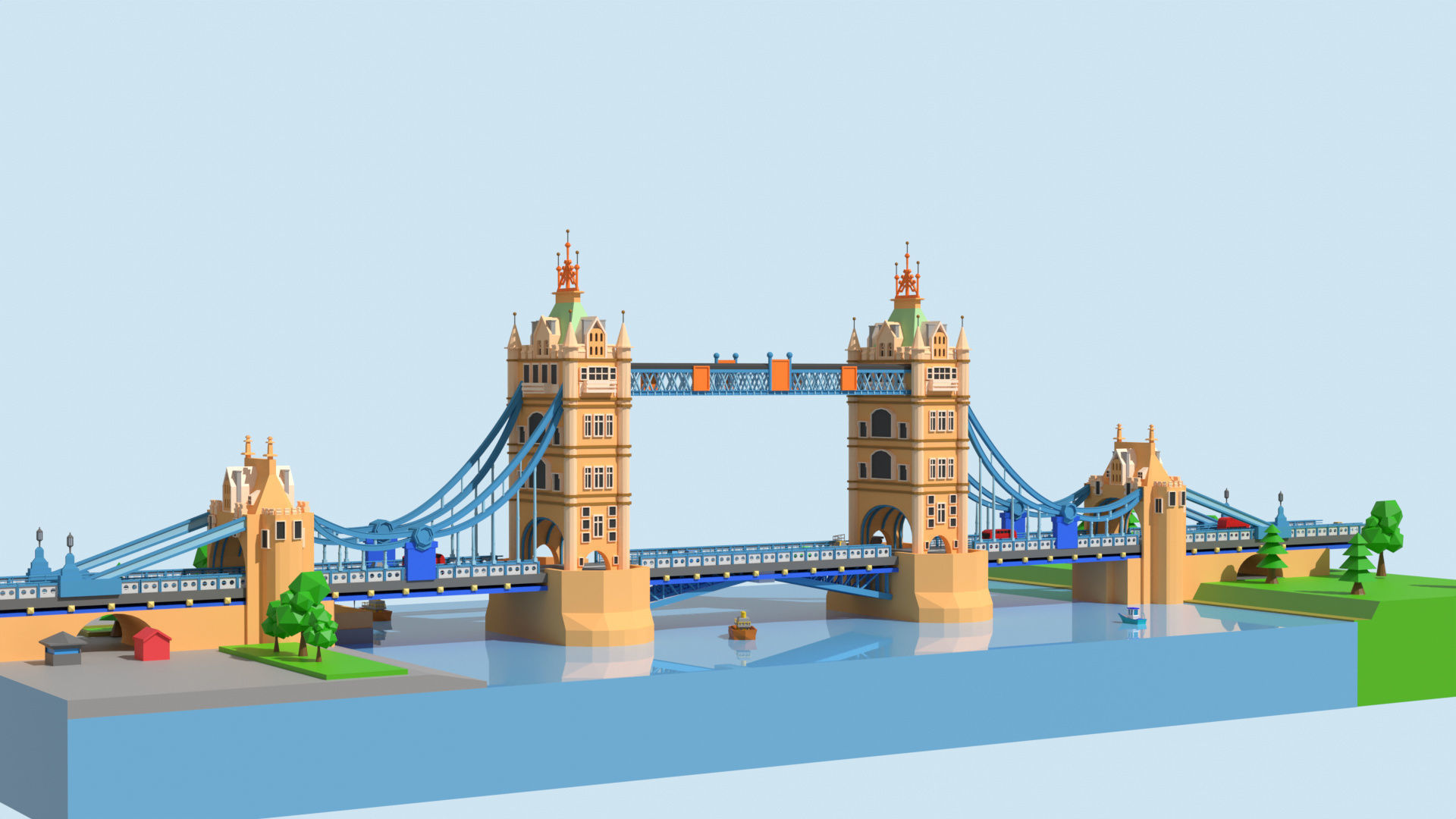 3D model London - tower bridge VR / AR / low-poly | CGTrader