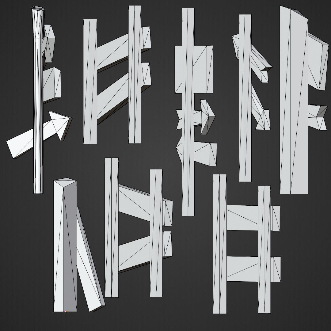 3D model Set of pointers and fences VR / AR / low-poly | CGTrader