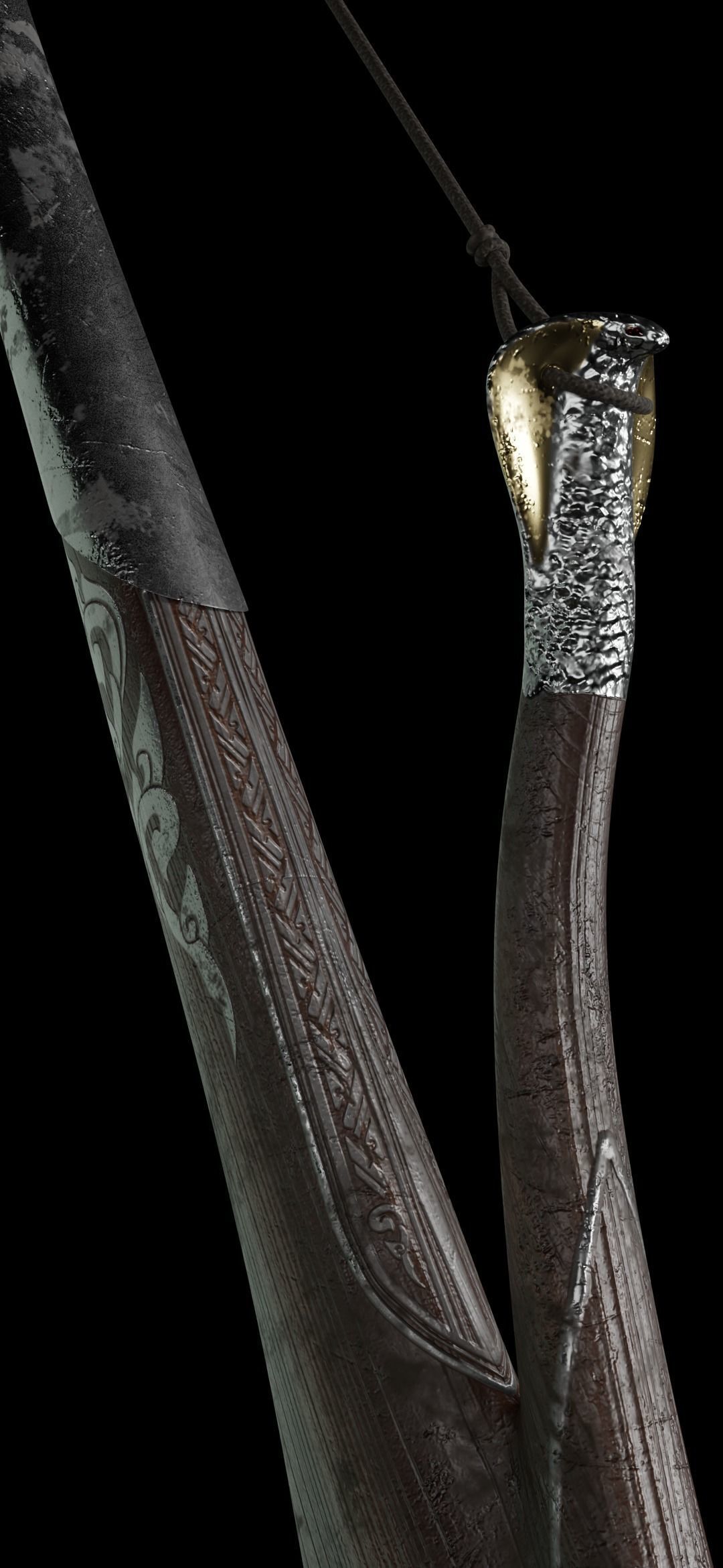 Fantasy Recurve Bow 3D model rigged | CGTrader