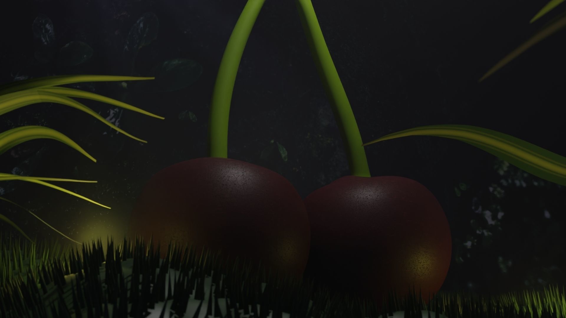 Cherry two cherries on branch 3D model | CGTrader
