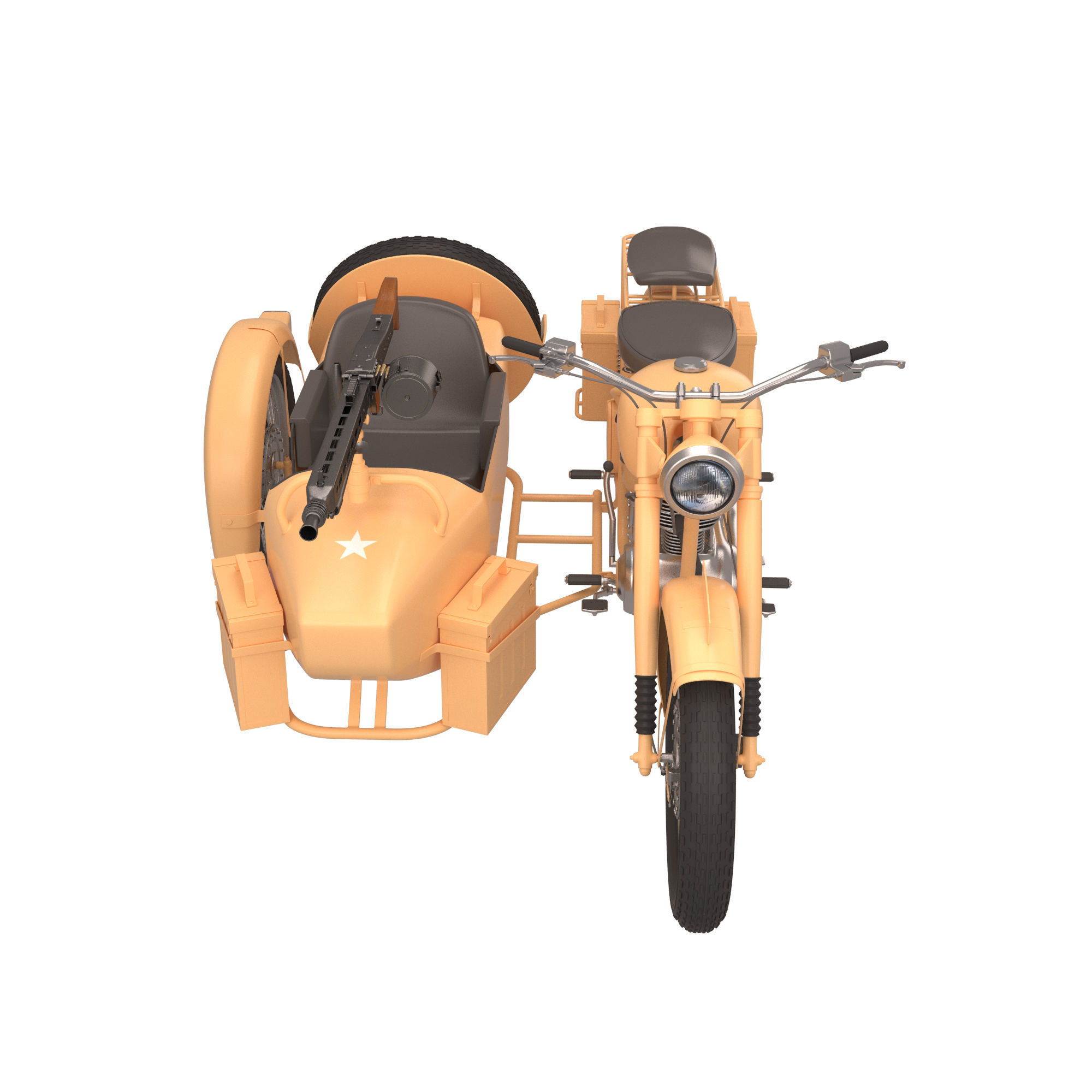 3D model BSA Motorbike Sidecar with Gun VR / AR / low-poly | CGTrader