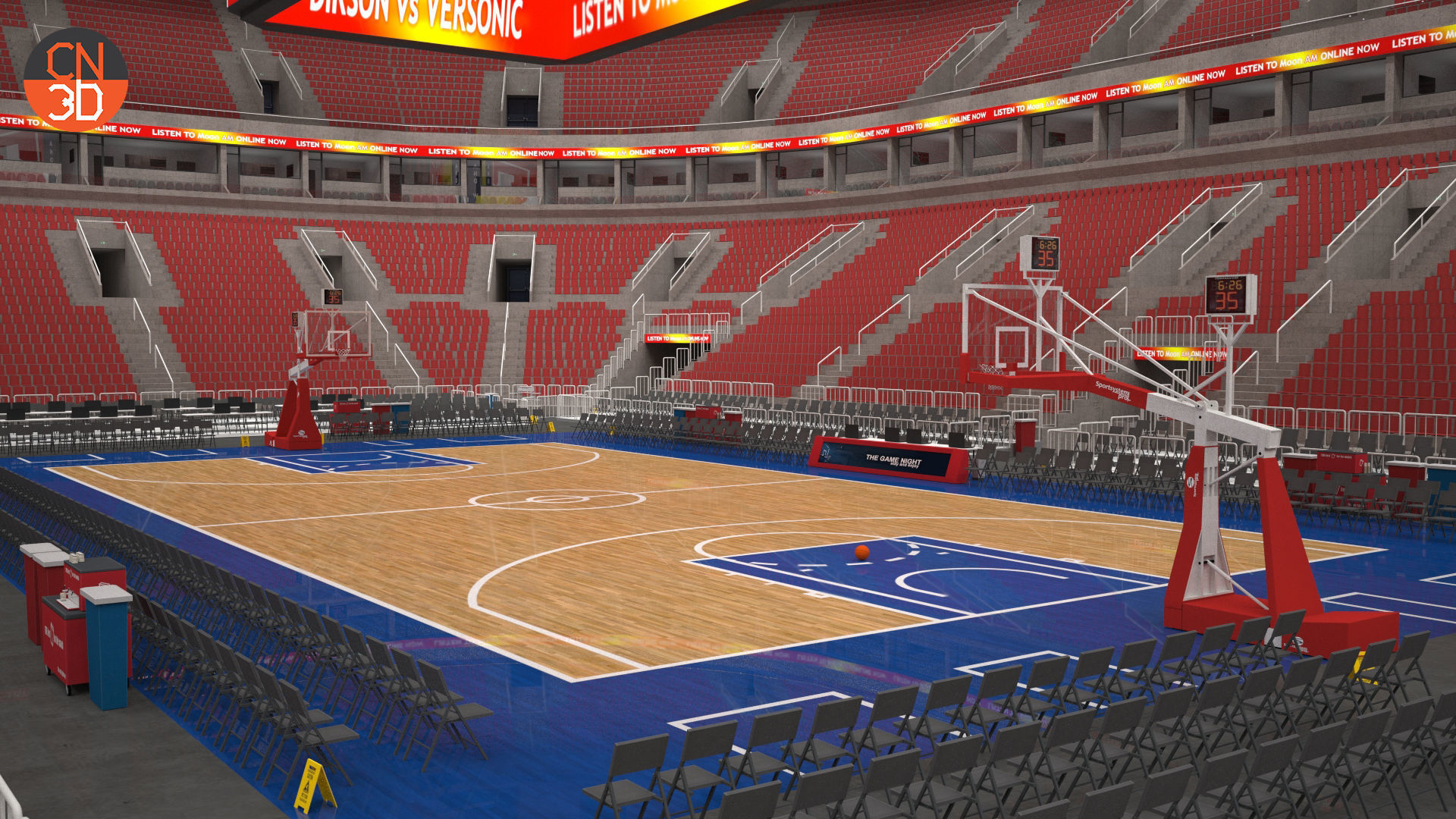 3D model Basketball arena v2 - interior - low poly VR / AR / low-poly ...