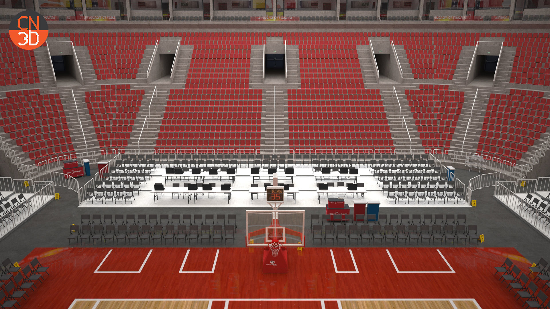 3D model Basketball arena v2 - interior - low poly VR / AR / low-poly ...