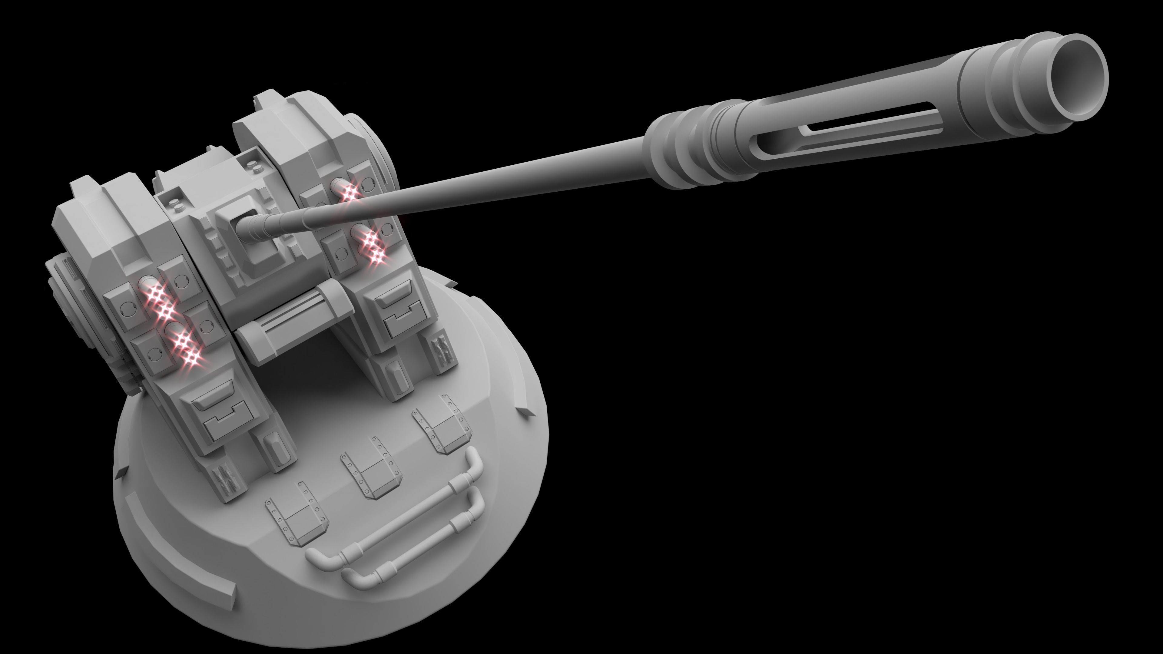 3D model Lowpoly Missile Launcher Turret and Gun Turret VR / AR / low ...