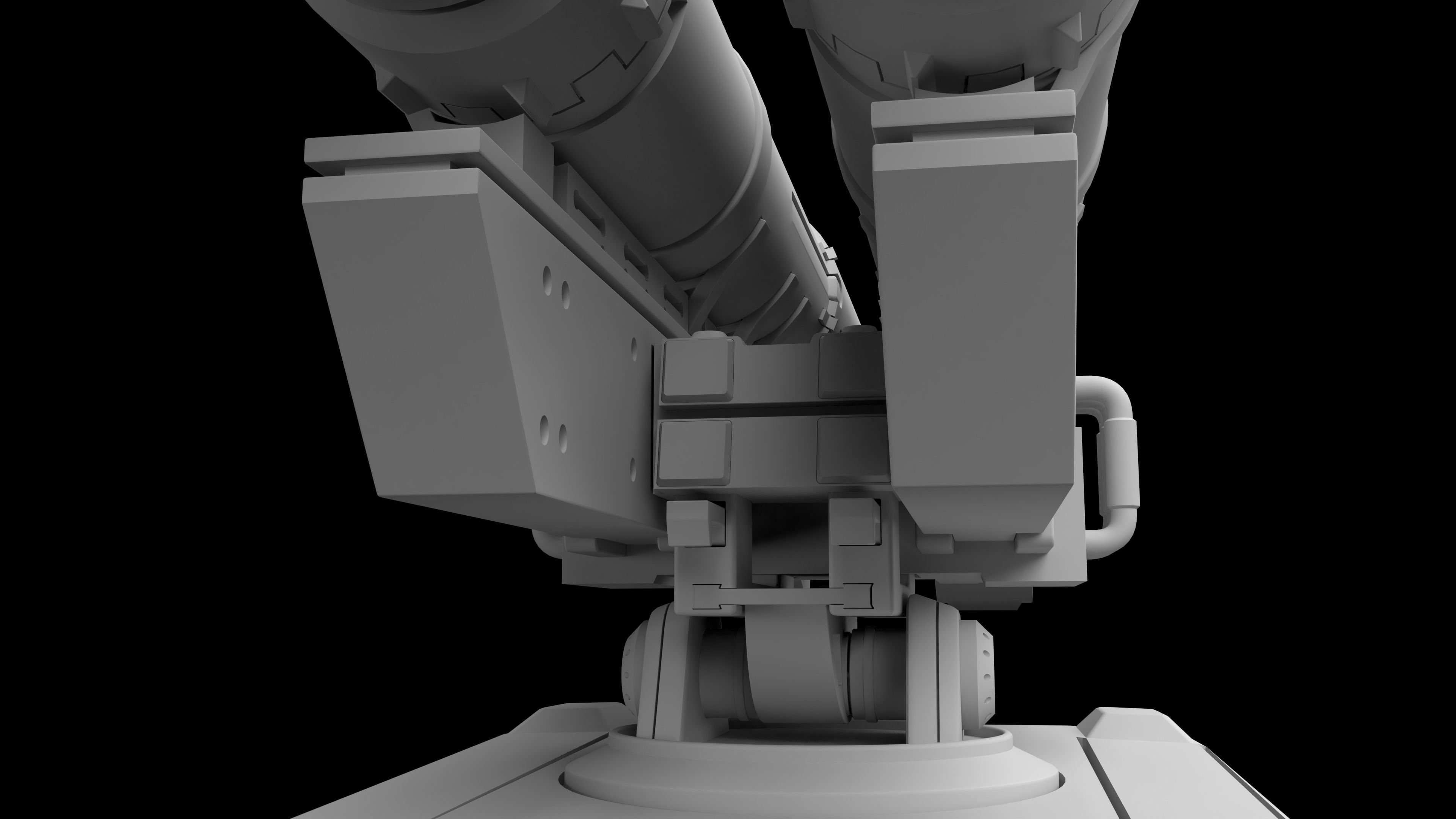3D model Lowpoly Missile Launcher Turret and Gun Turret VR / AR / low ...