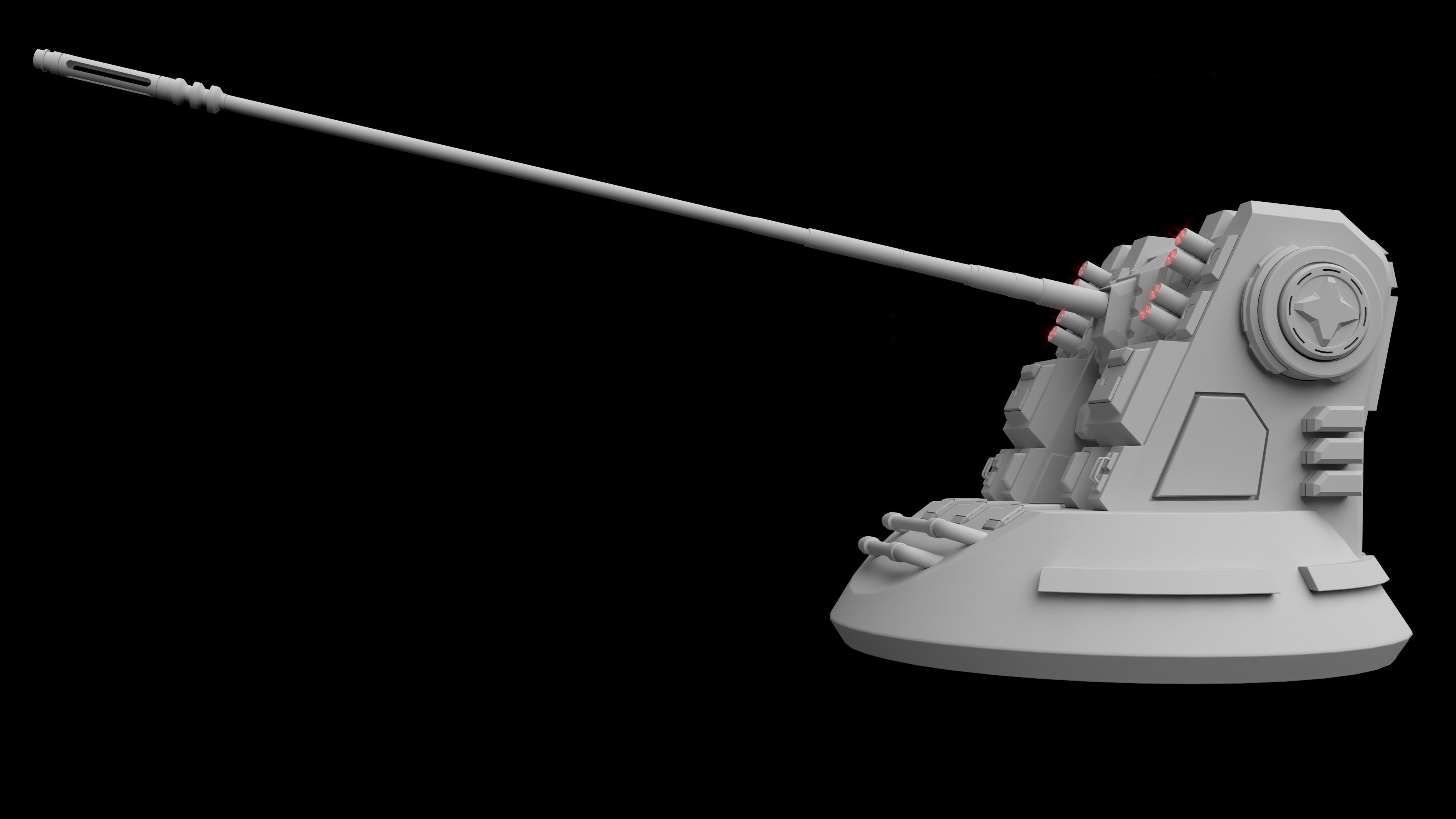 3D model Lowpoly Missile Launcher Turret and Gun Turret VR / AR / low ...