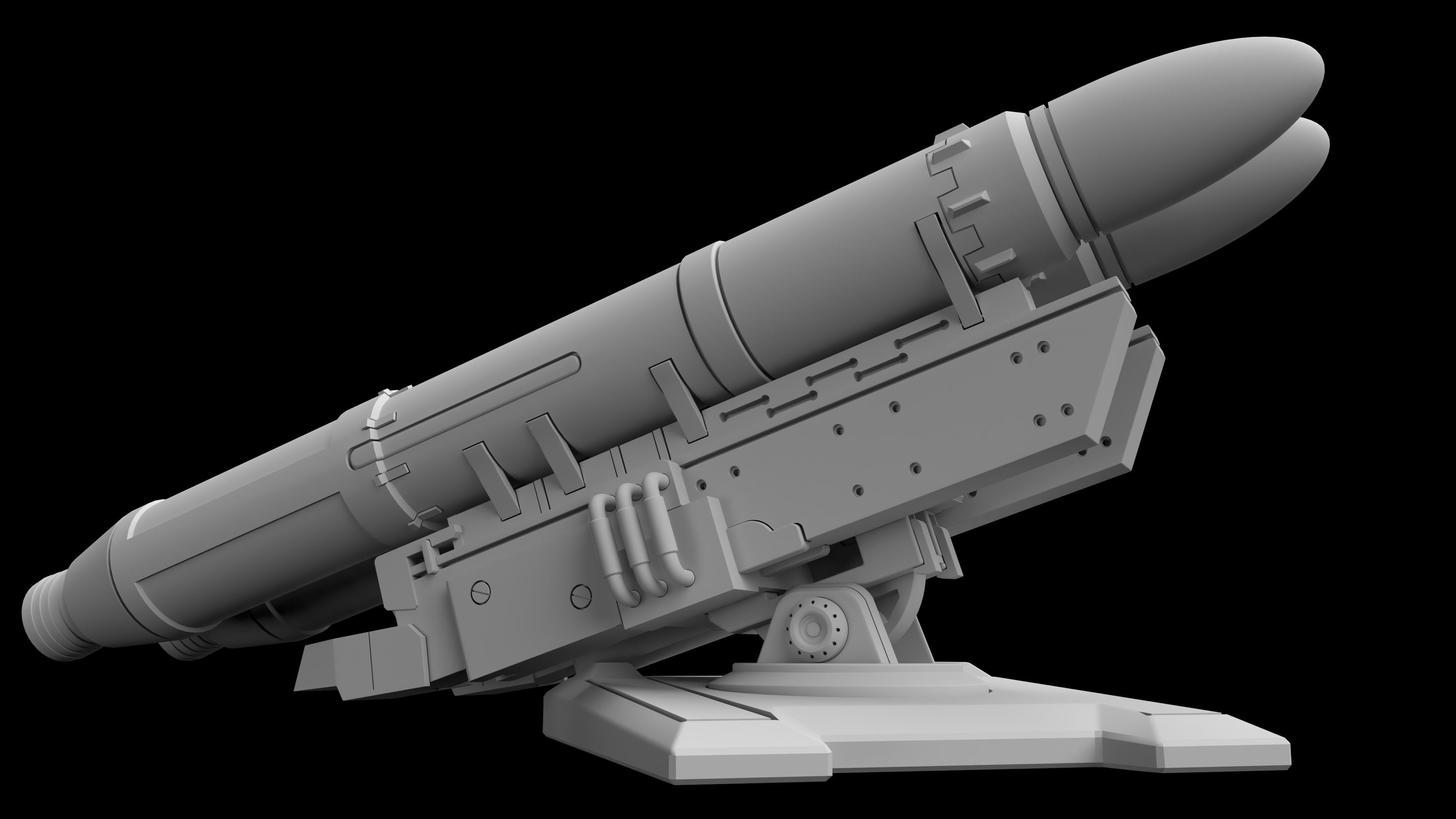 3D model Lowpoly Missile Launcher Turret and Gun Turret VR / AR / low ...