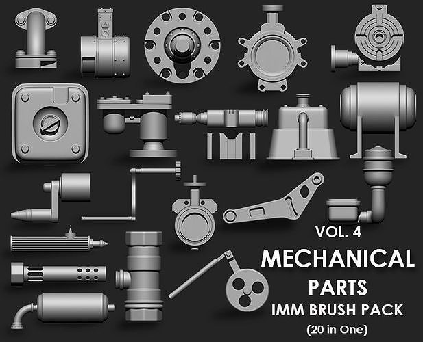 Mechanical Parts IMM Brush Pack 20 in One Vol 4 3D model | CGTrader