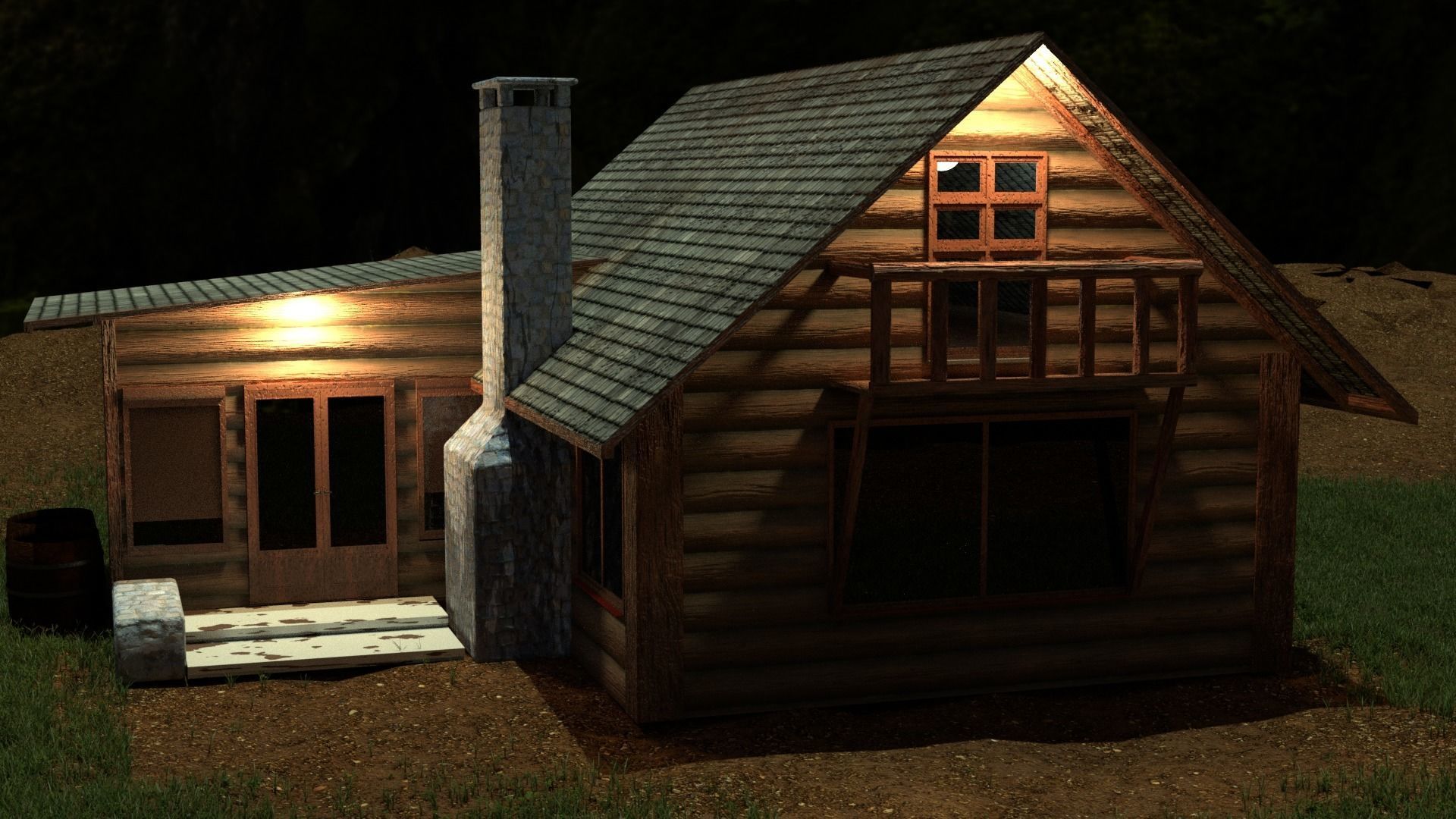 3D model Log cabin VR / AR / low-poly | CGTrader