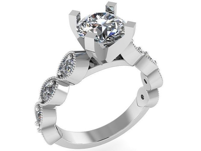 Peg Head Setting Diamond Ring 1077 3D model 3D printable | CGTrader