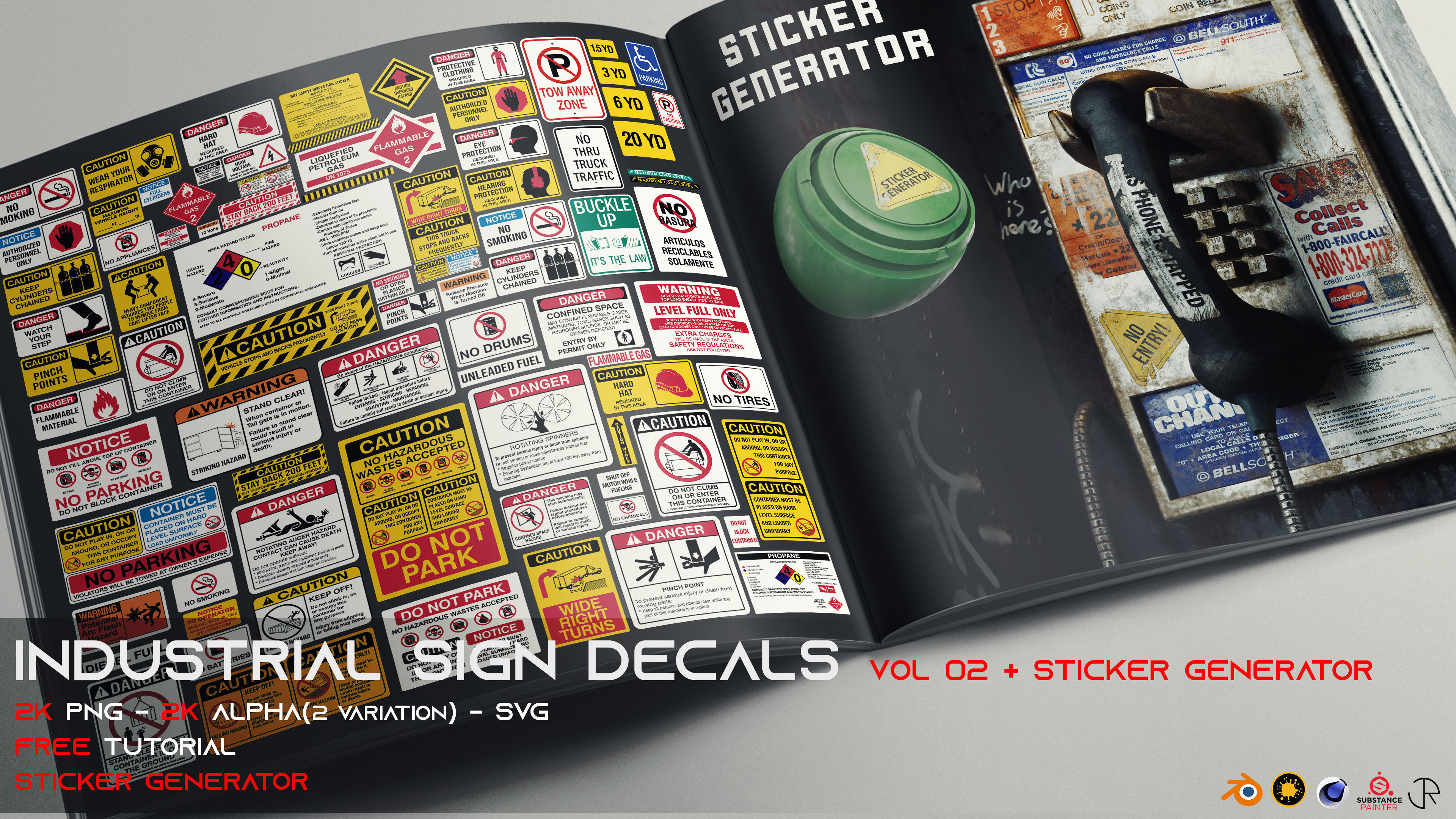 Industrial Sign Decal vol 02 Sticker and Decal generator Texture | CGTrader