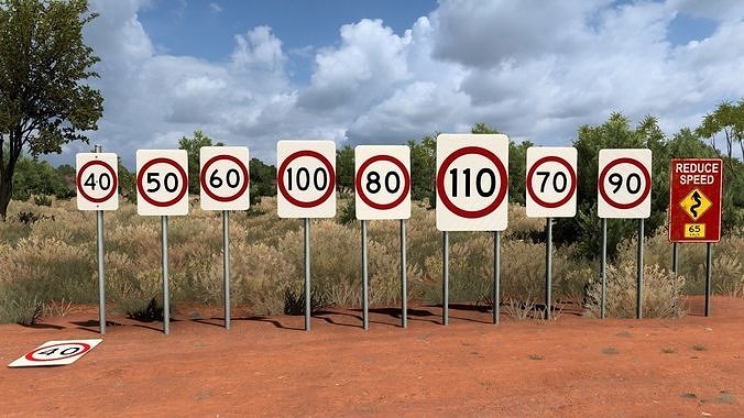 3D model Australian Road Speed Signs VR / AR / low-poly | CGTrader