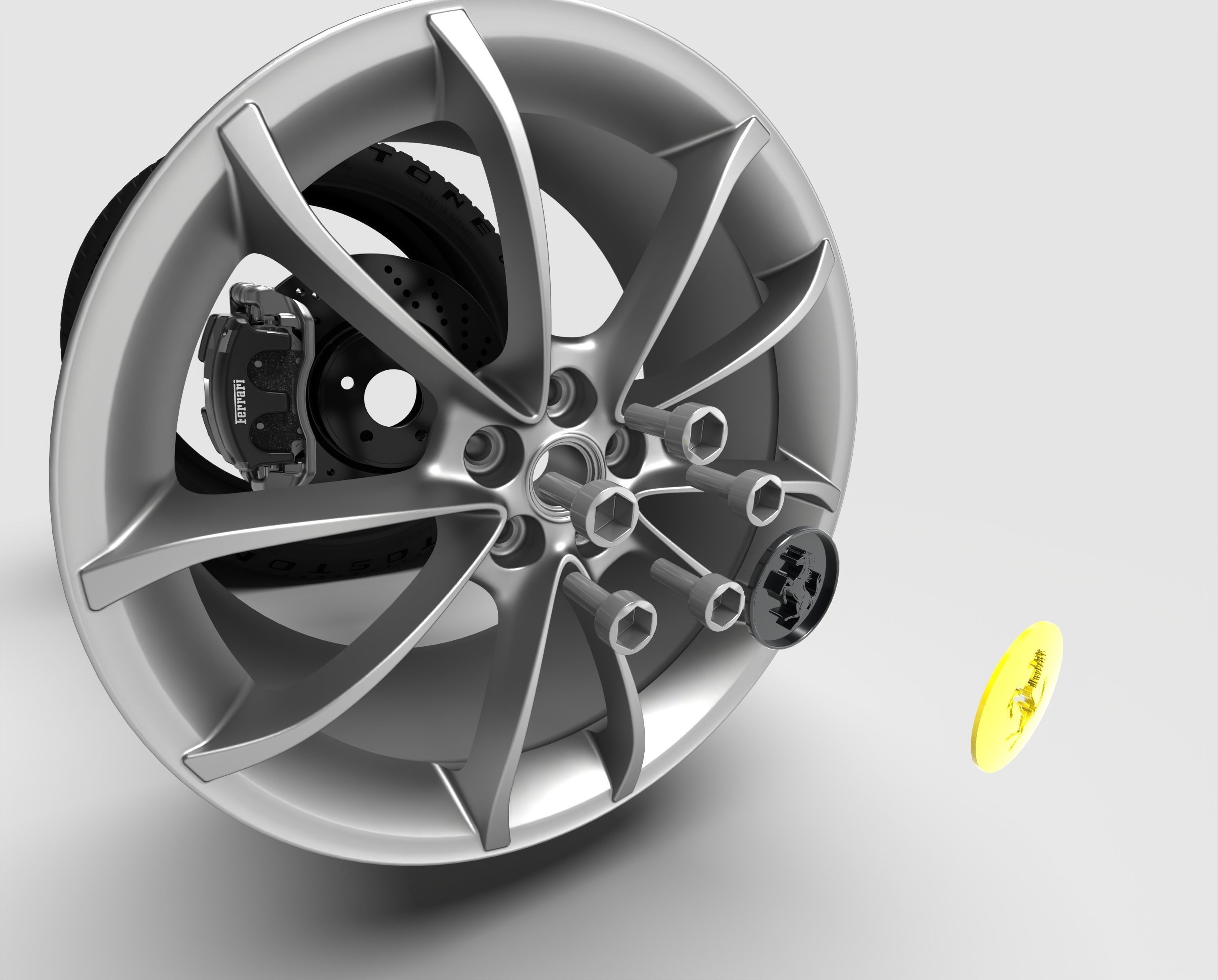Original Ferrari F430 rim wheel rear 10 x 19 BBS design 3D model | CGTrader