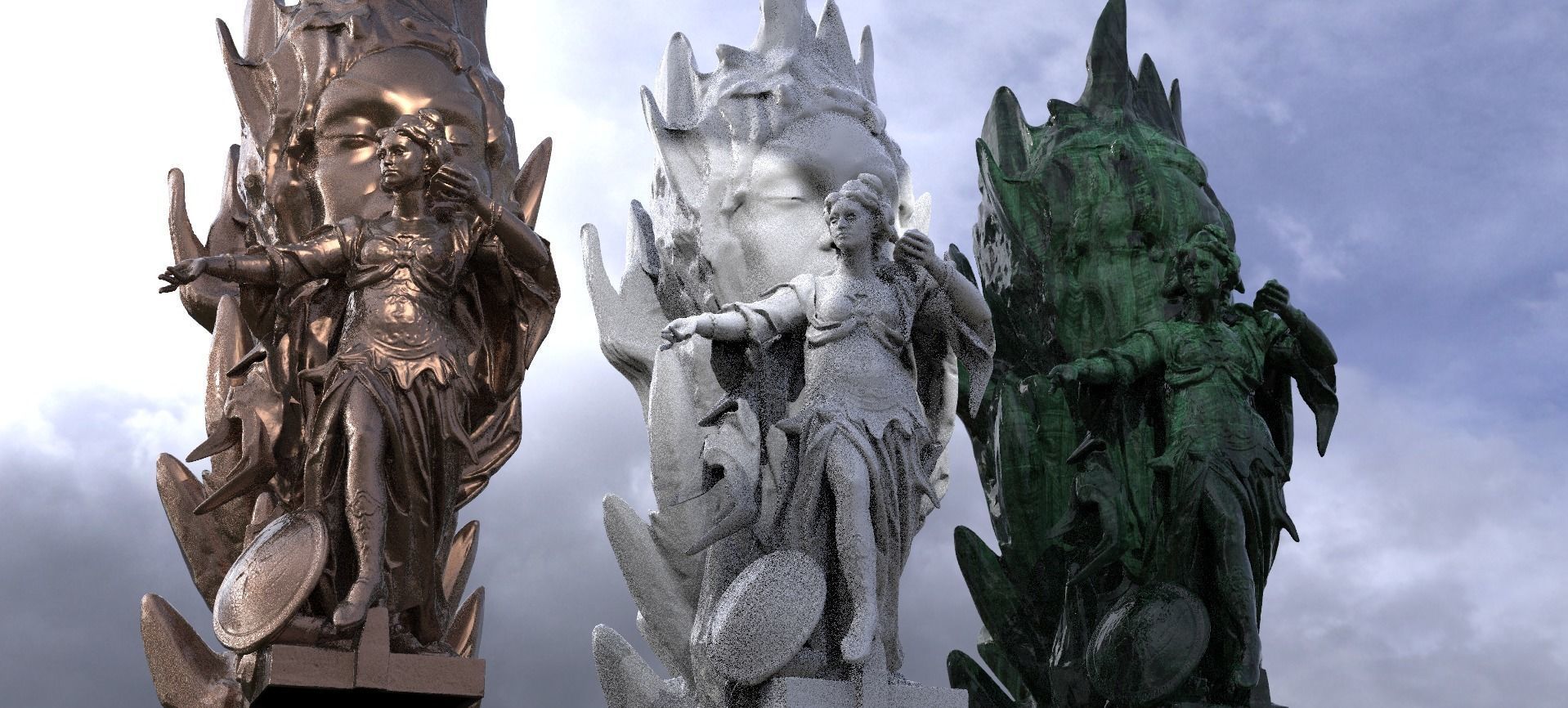 Athena Wise Goddess Statue With Head Crystal Statue 3D model | CGTrader