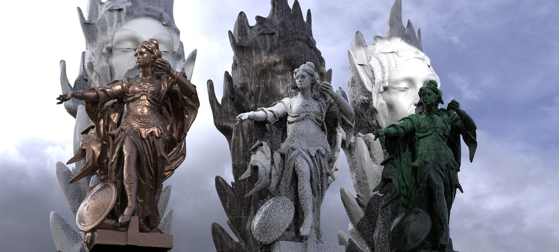 Athena Wise Goddess Statue With Head Crystal Statue 2 3D model | CGTrader