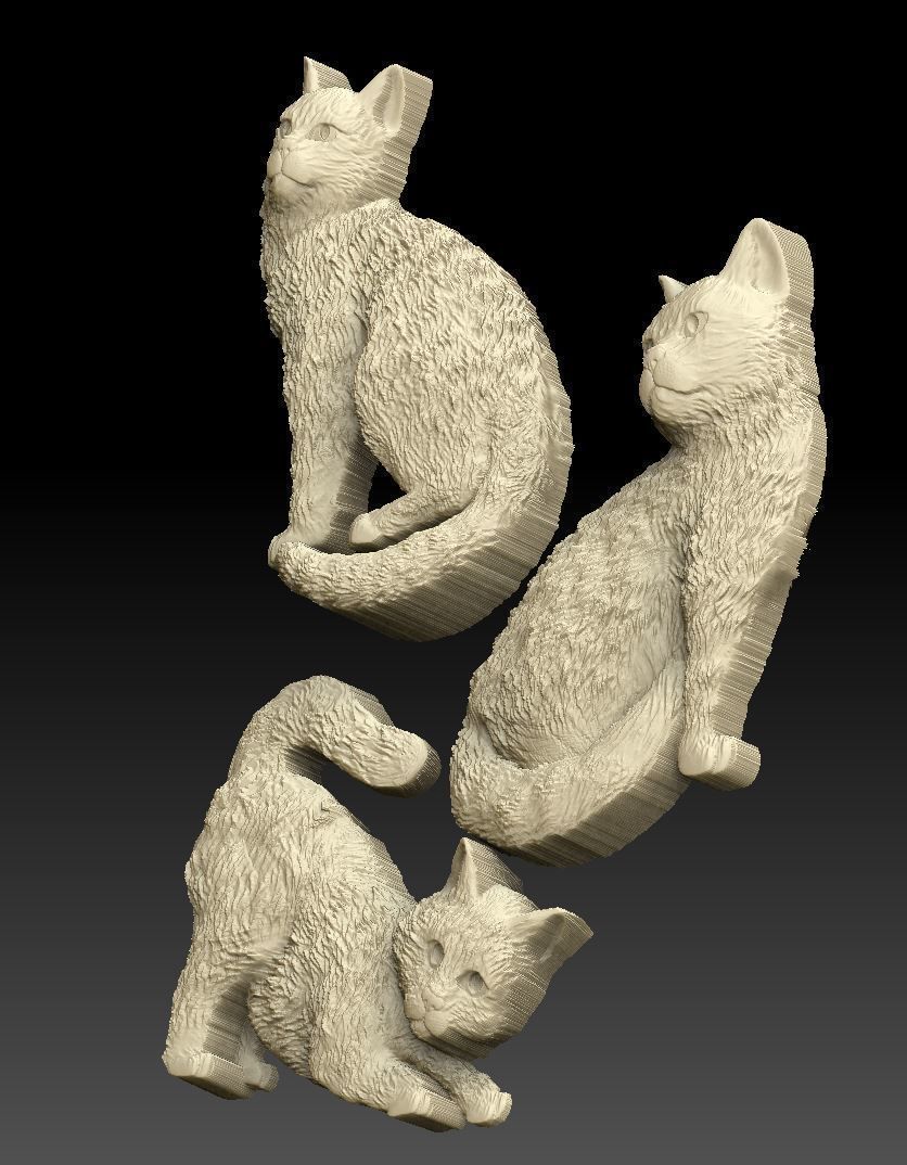 Cats family 3D model 3D printable | CGTrader