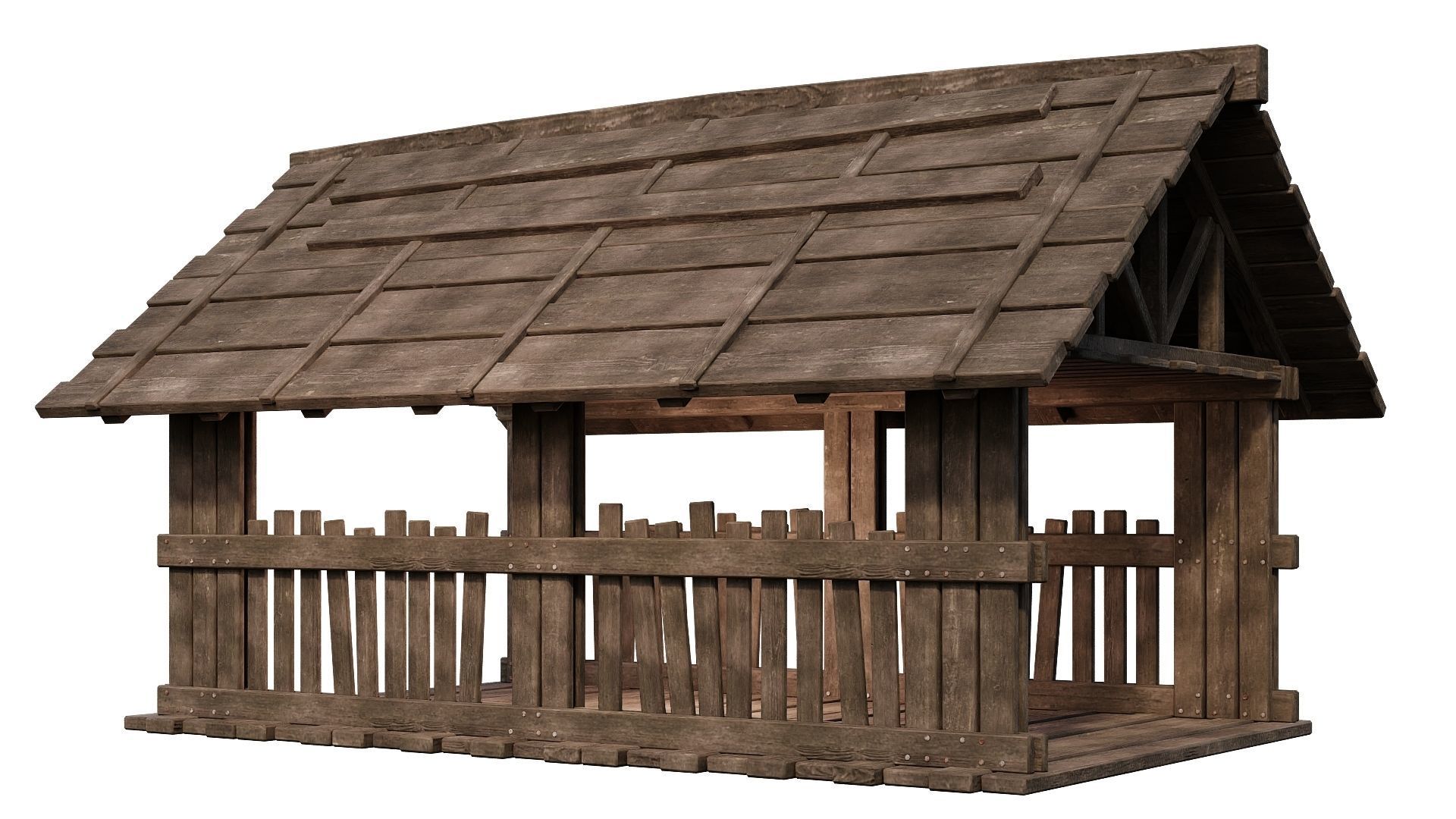 FREE Old Simple Wooden Shed Building 2K GameReady 001 free VR / AR ...