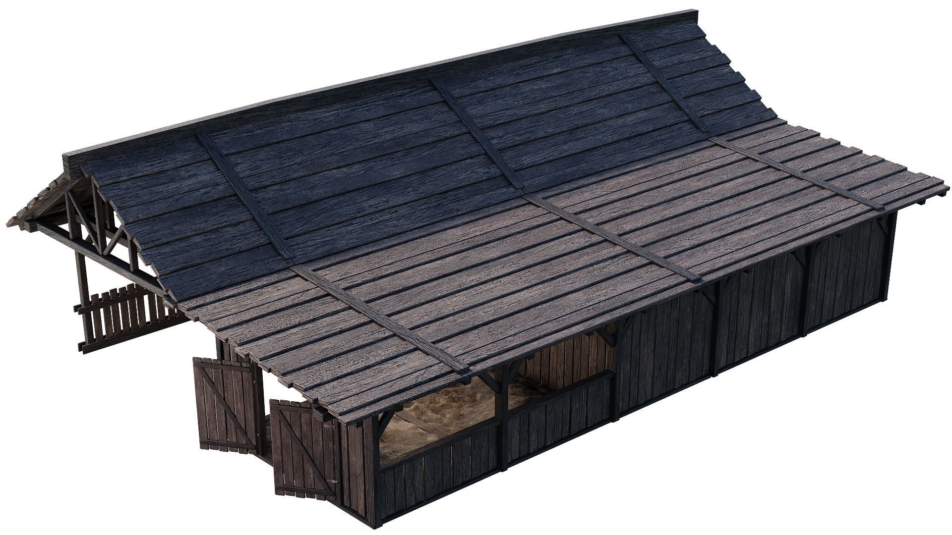 FREE Old Simple Wooden Farm Barn 2K GameReady 002 free VR / AR / low ...