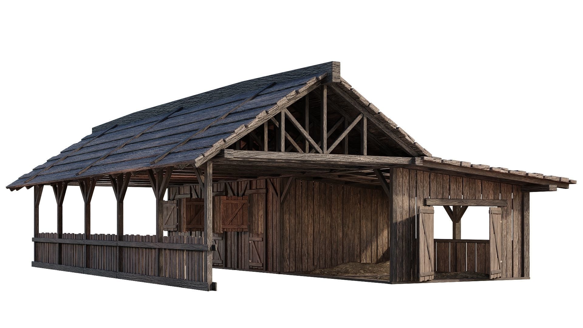 FREE Old Simple Wooden Farm Barn 2K GameReady 002 free VR / AR / low ...