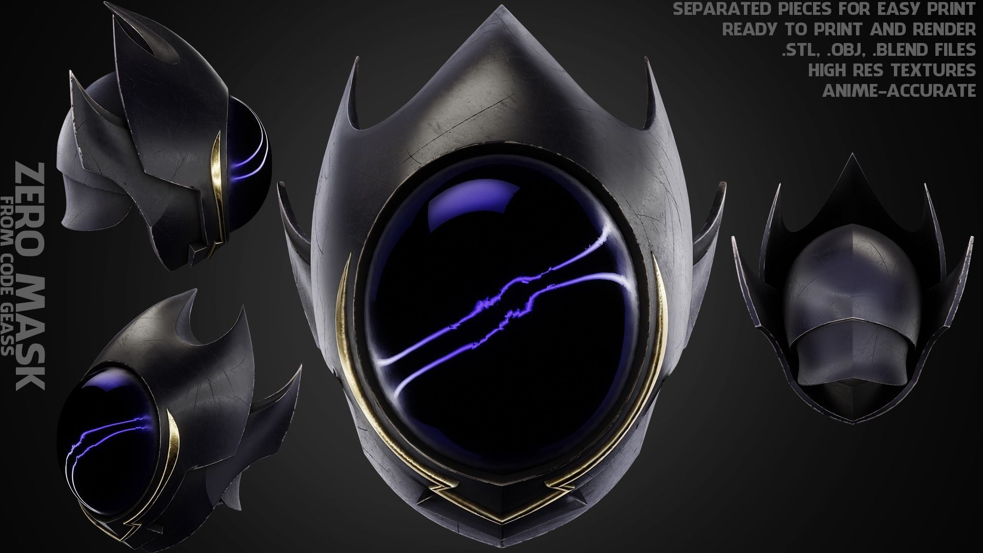Code Geass Zero Mask for Cosplay 3D model 3D printable | CGTrader
