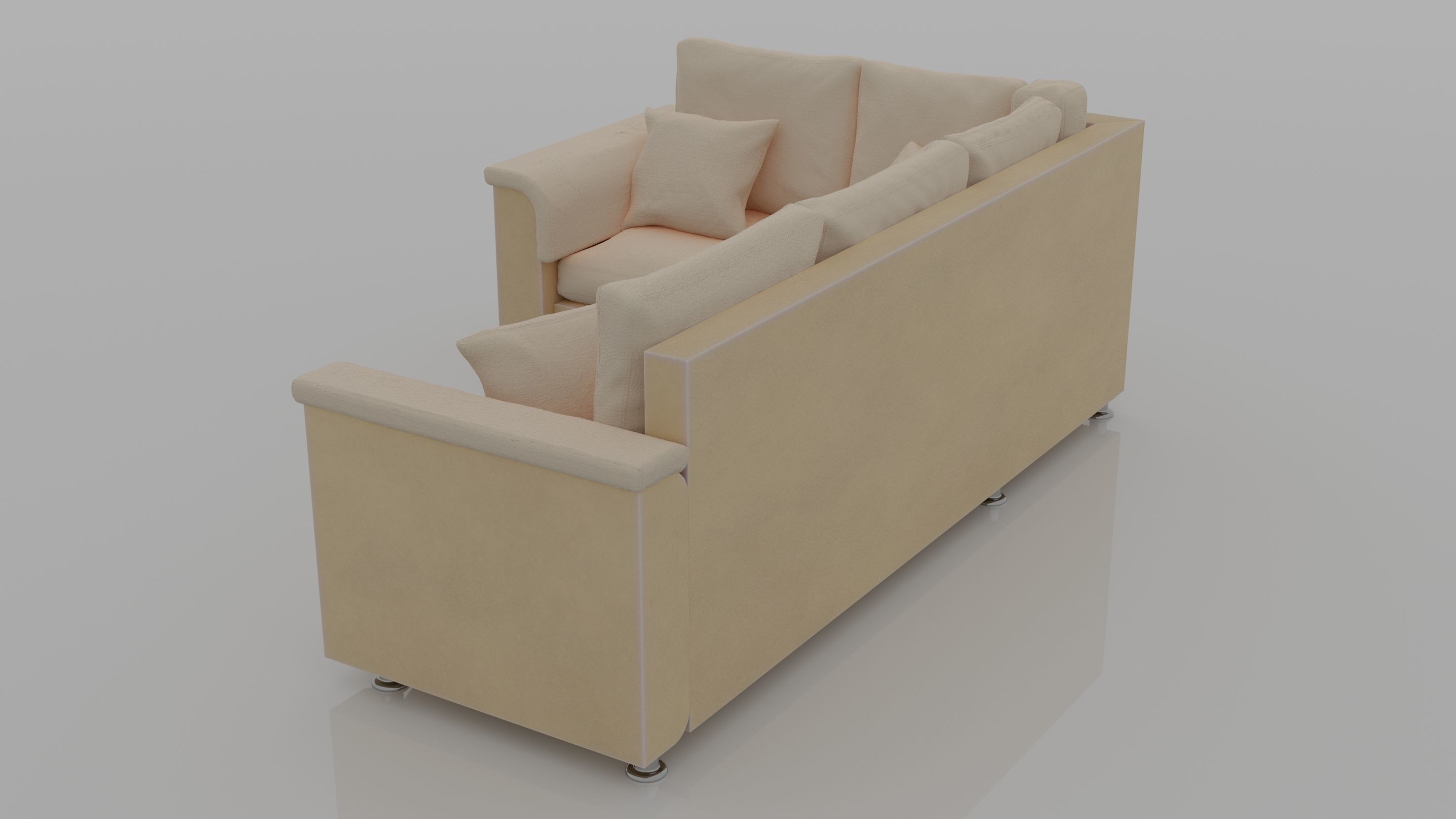 Sofa with leather base and fabric cushions 3D model | CGTrader