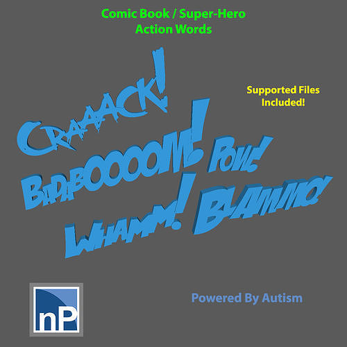 Comic Book and Super Hero Action Words pack 1 free 3D model 3D ...