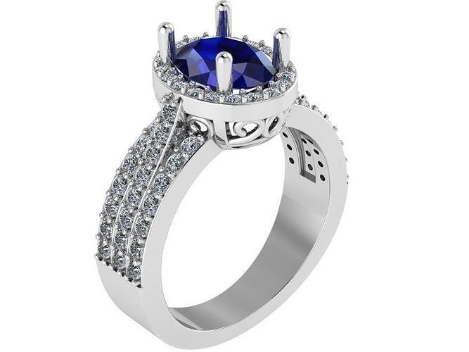 Oval Halo Sapphire Ring 0789 3D model 3D printable | CGTrader