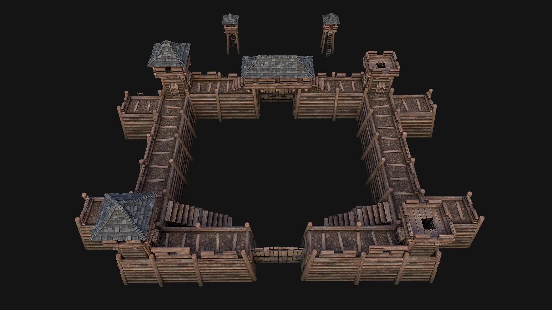 3D model Medieval Wooden Fort Castle Constructor VR / AR / low-poly ...