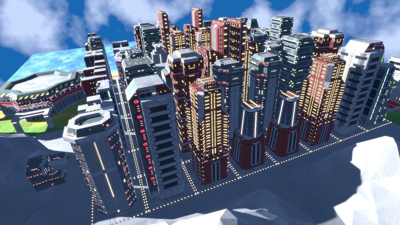 3D model Futuristic city map tiles VR / AR / low-poly | CGTrader
