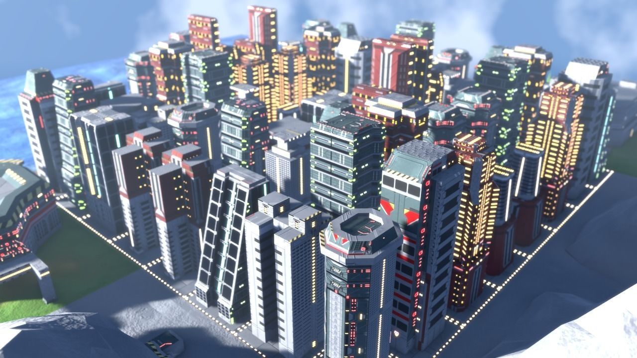3D model Futuristic city map tiles VR / AR / low-poly | CGTrader