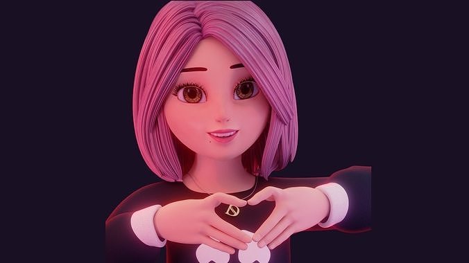 3D model Cartoon Woman- Fully Rigged VR / AR / low-poly | CGTrader