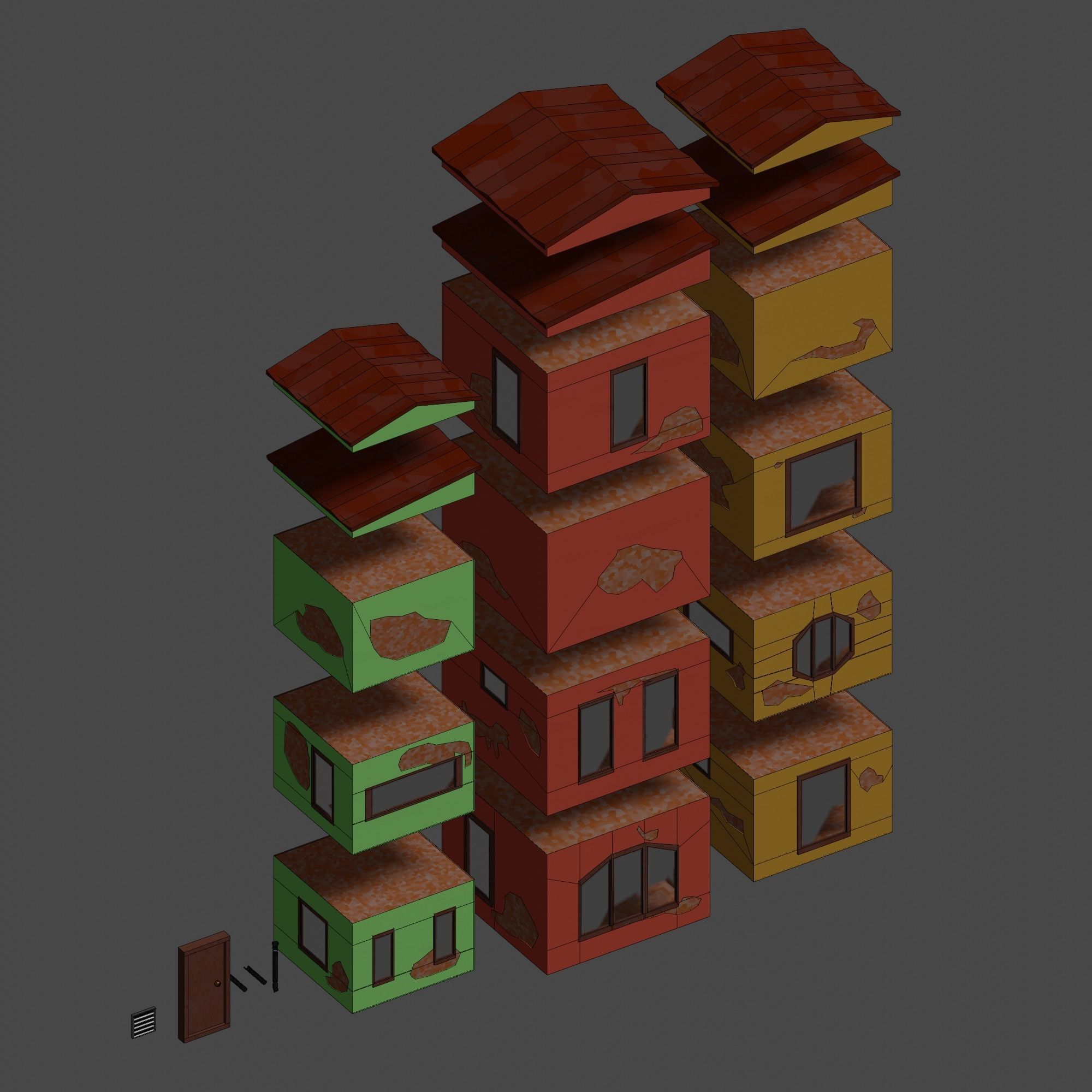 Modular low-poly houses free VR / AR / low-poly 3D model | CGTrader